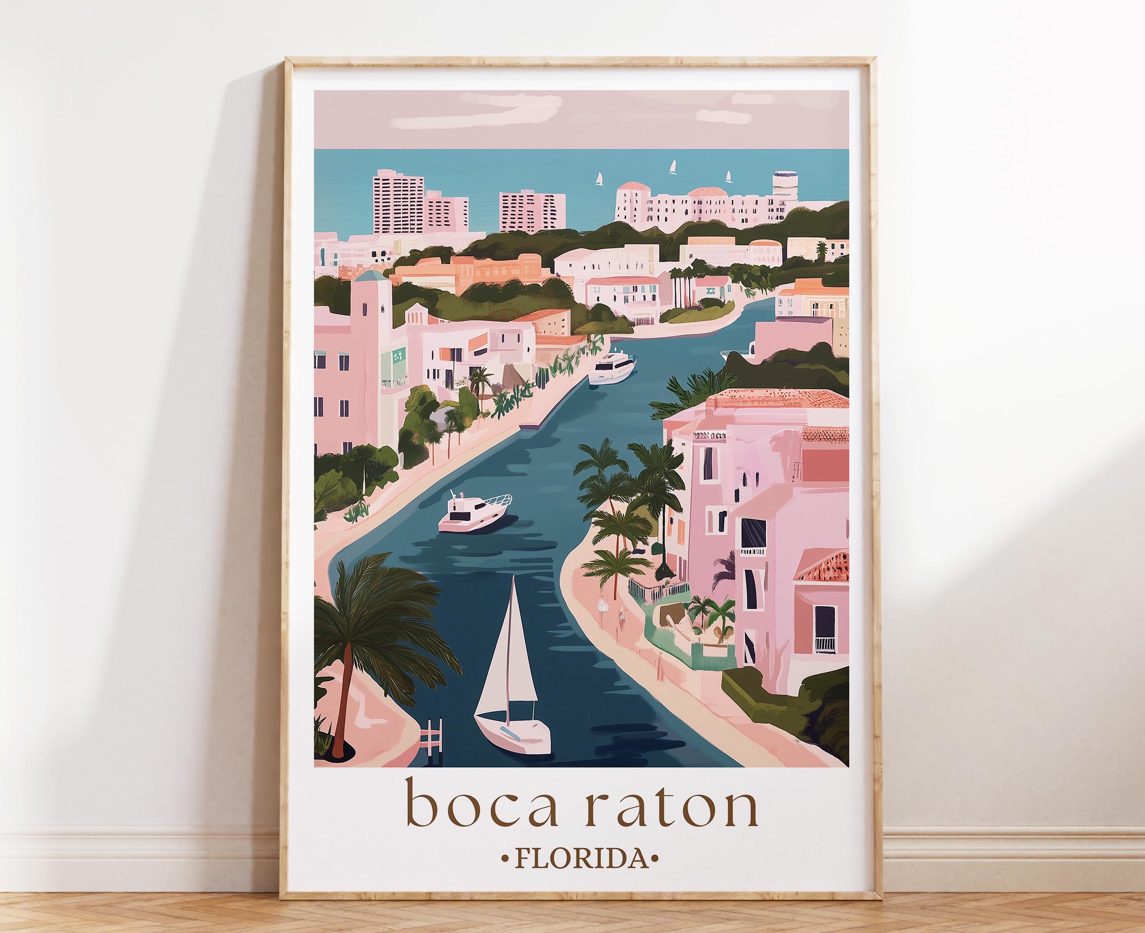 369 Prints boca Raton Florida Travel Poster, Coastal Landscape Art ...