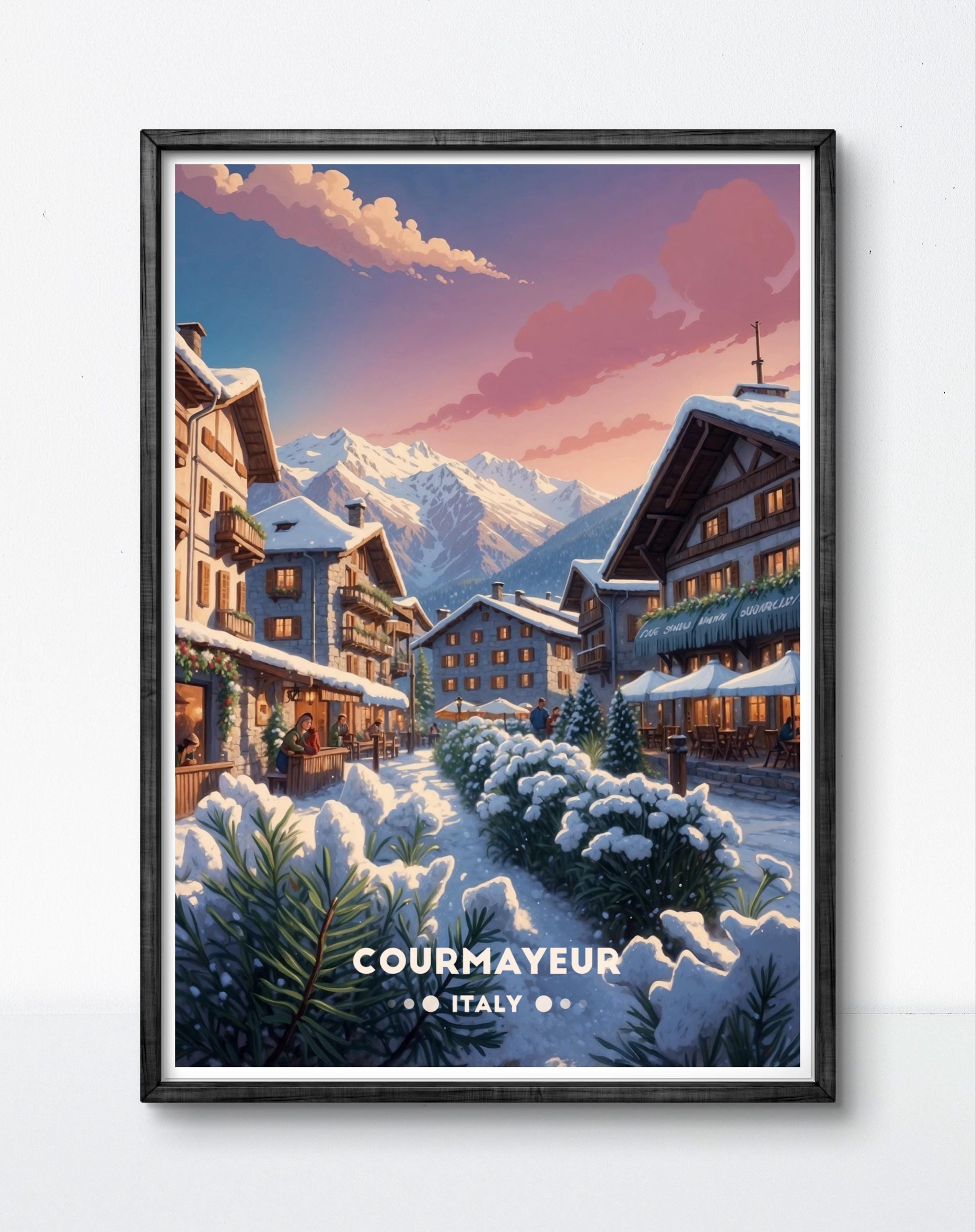 369 Prints courmayeur Italy Winter Poster – Cozy Alpine Village & Snowy ...