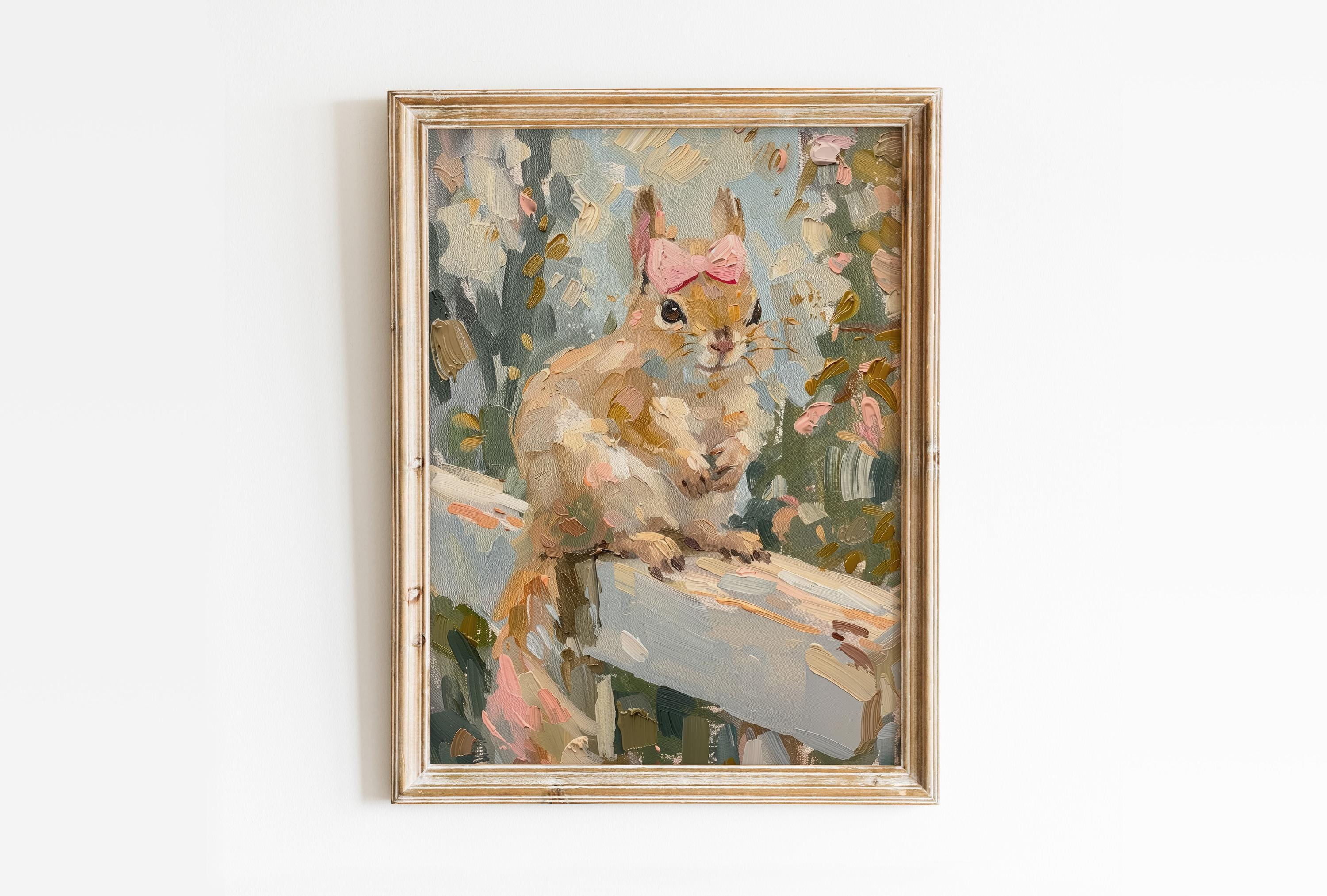 369 Prints cute Squirrel Girly Wall Art, Cottagecore Spring Print ...