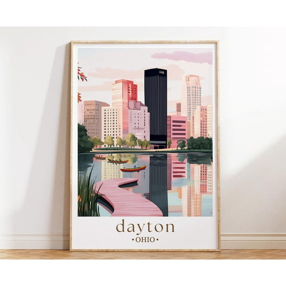 369 Prints dayton Ohio Skyline Print, Midwest City Poster, Illustrated ...