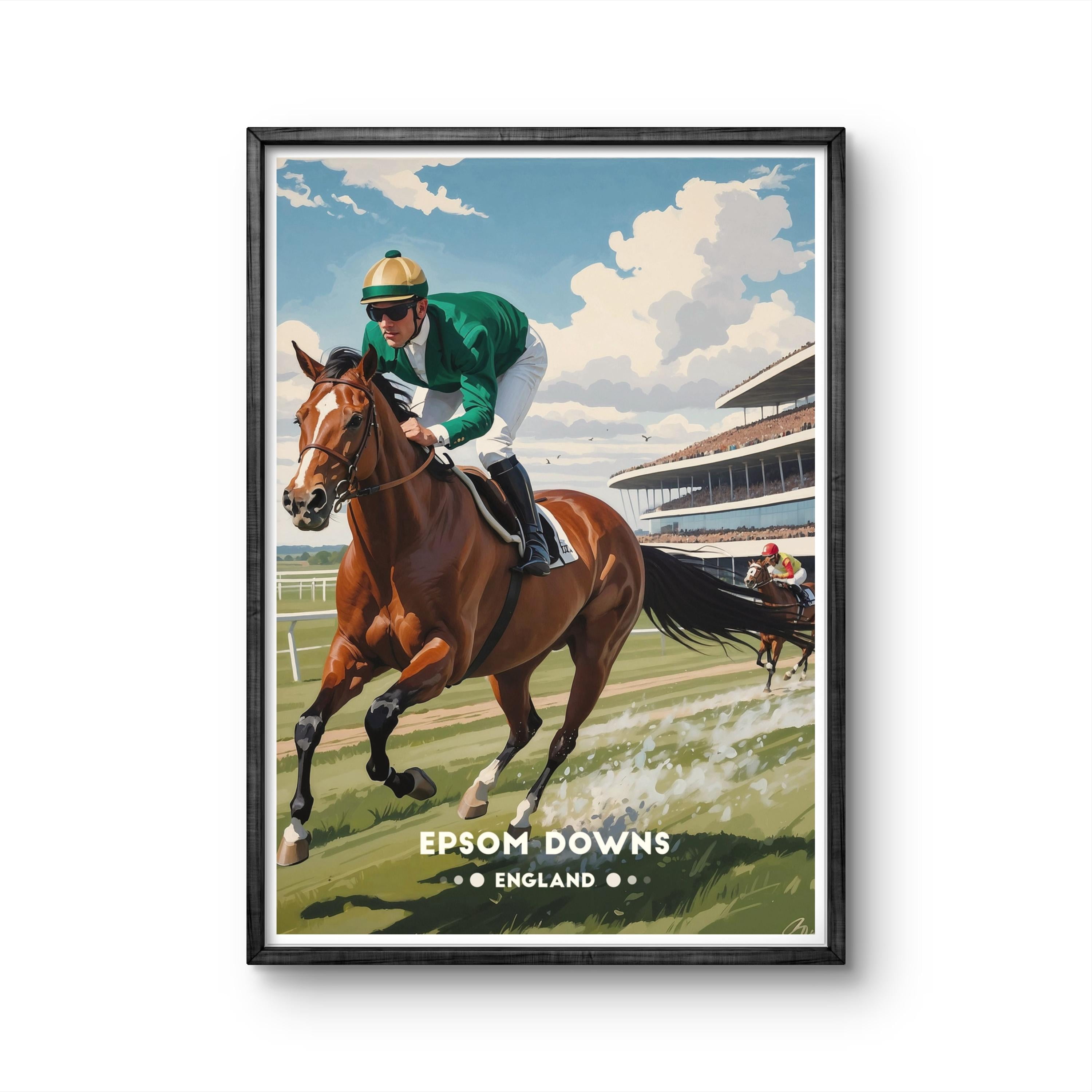 369 Prints epsom Downs England Vintage Poster| Horse Racing Scene With ...
