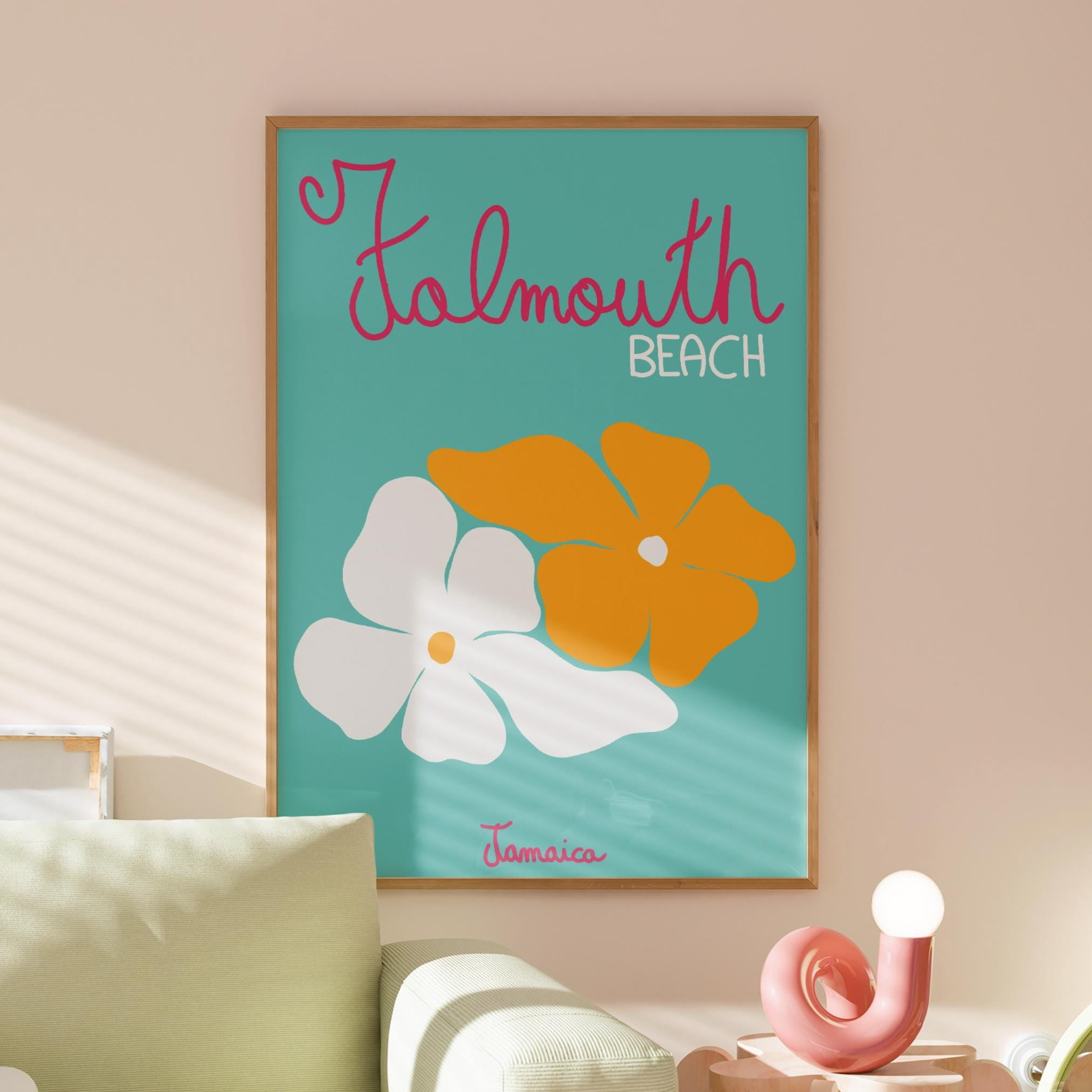 369 Prints falmouth Poster, Preppy Travel Wall Art, Minimal Tropical ...