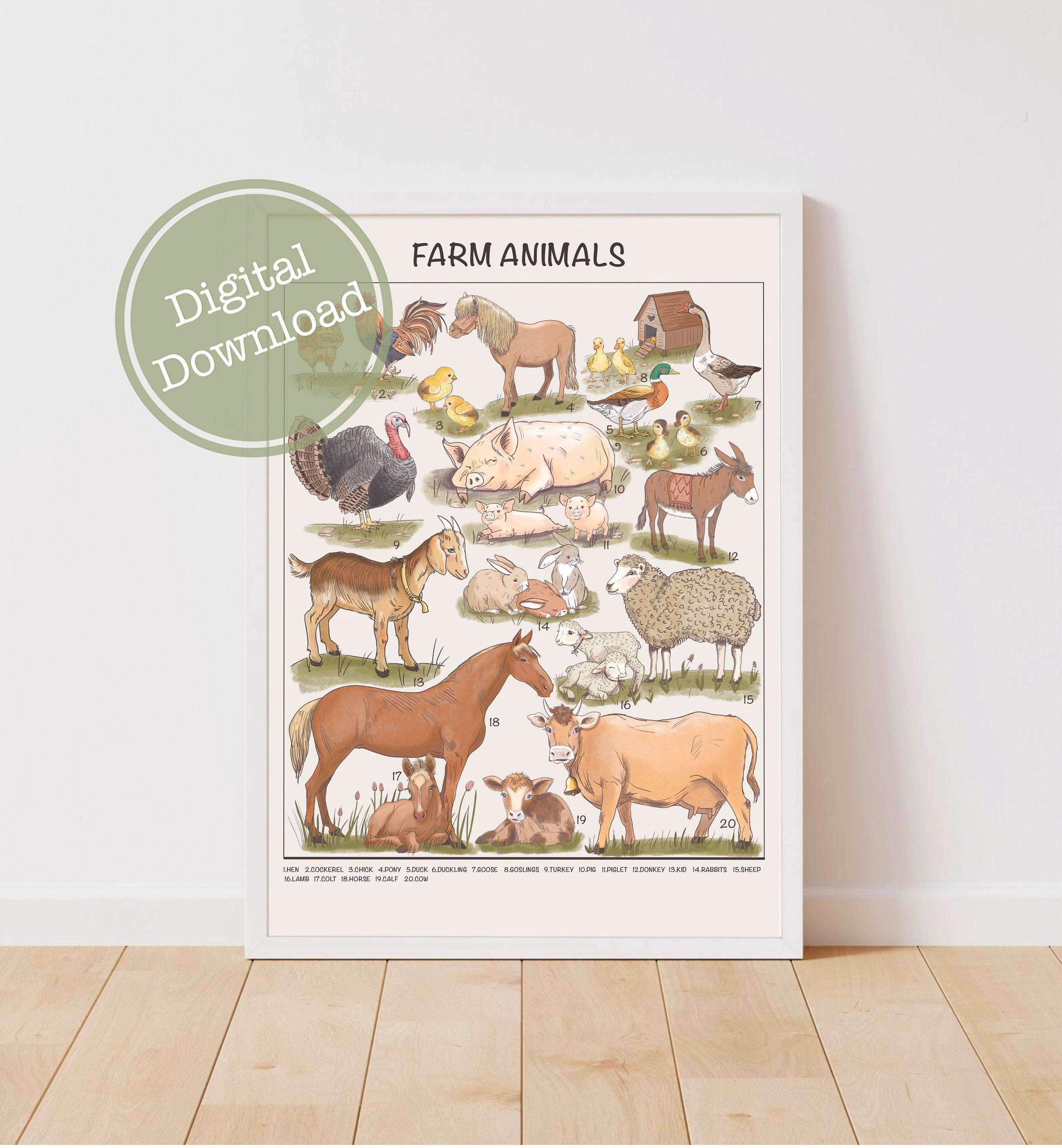 369 Prints farm Animals Poster, Classroom Posters, Preschool Prints ...