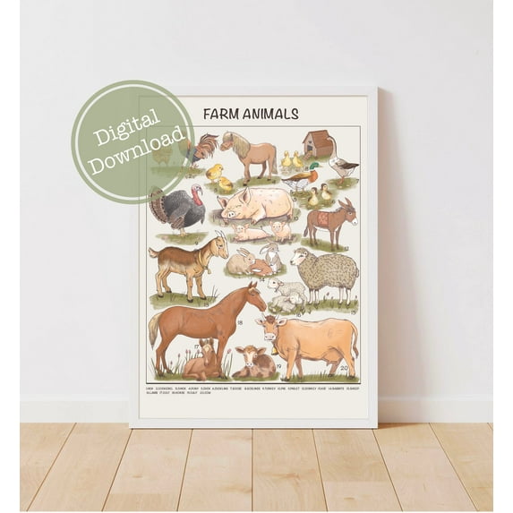 369 Prints farm Animals Poster, Classroom Posters, Preschool Prints ...