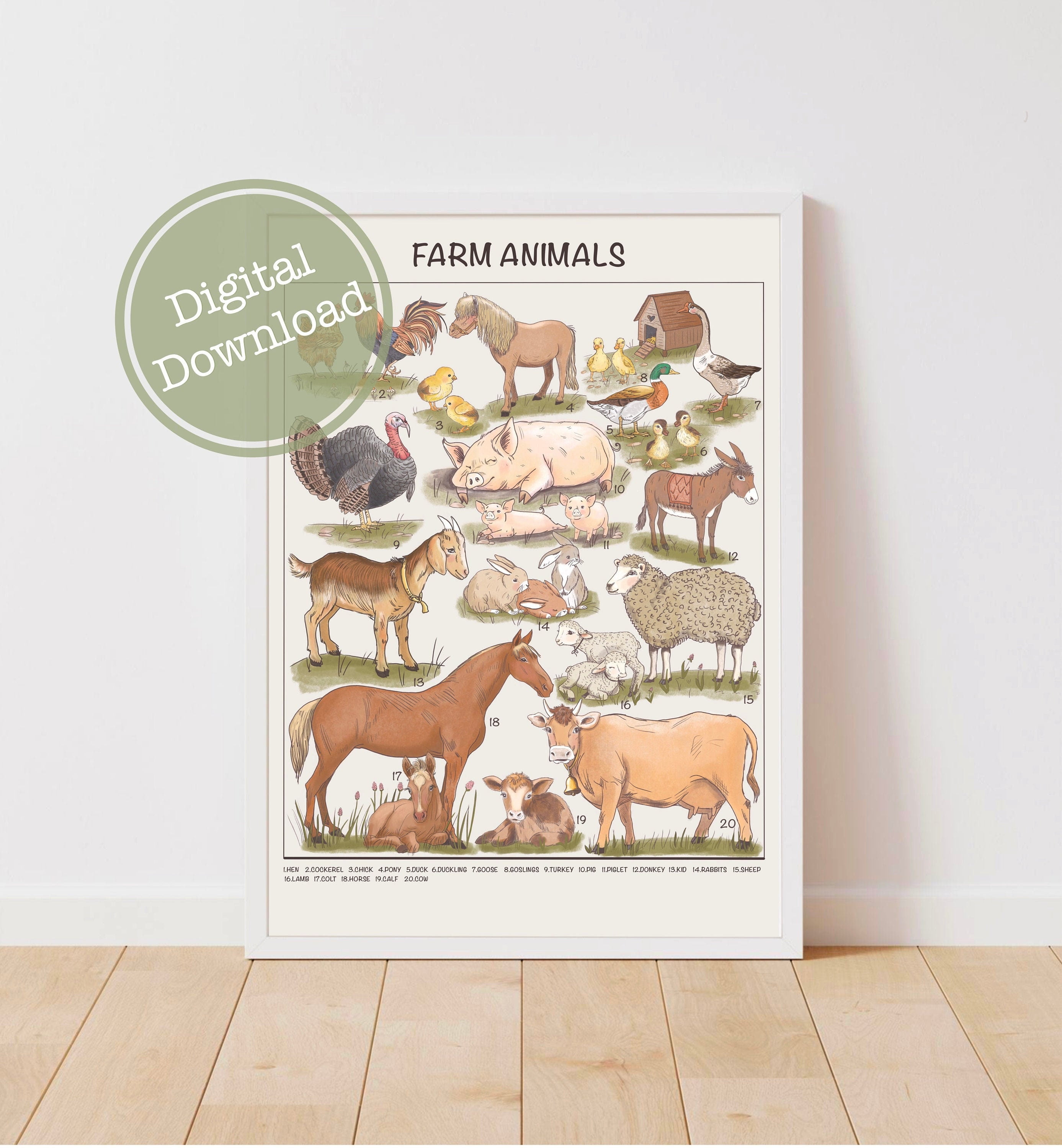369 Prints farm Animals Poster, Classroom Posters, Preschool Prints ...