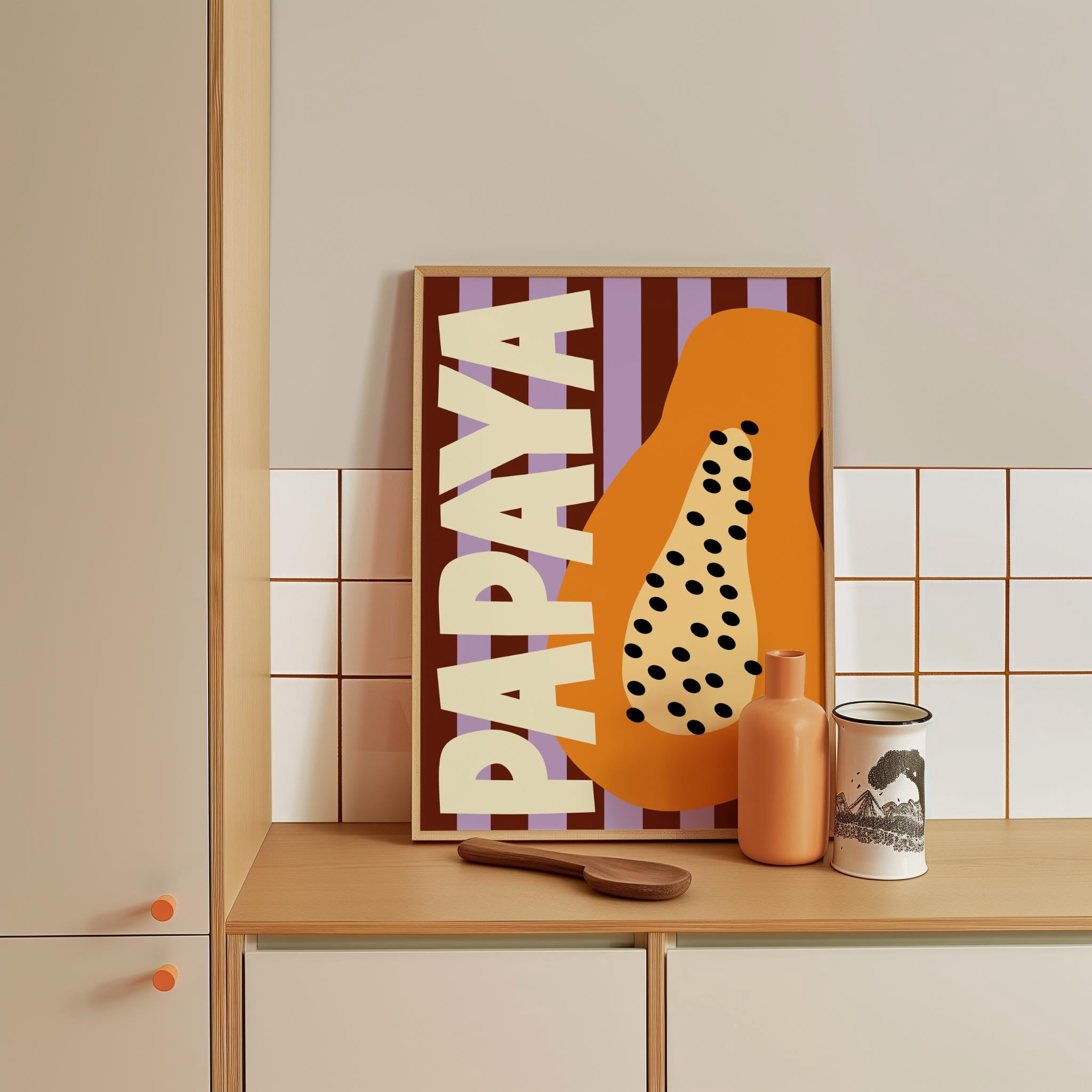 369 Printsfruits Poster, Papaya Print, Papaya, Minimalist Print, Modern ...