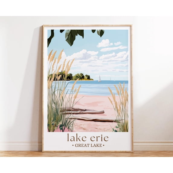 369 Prints lake Erie Wall Art, Great Lakes Region Print, Illustrated ...