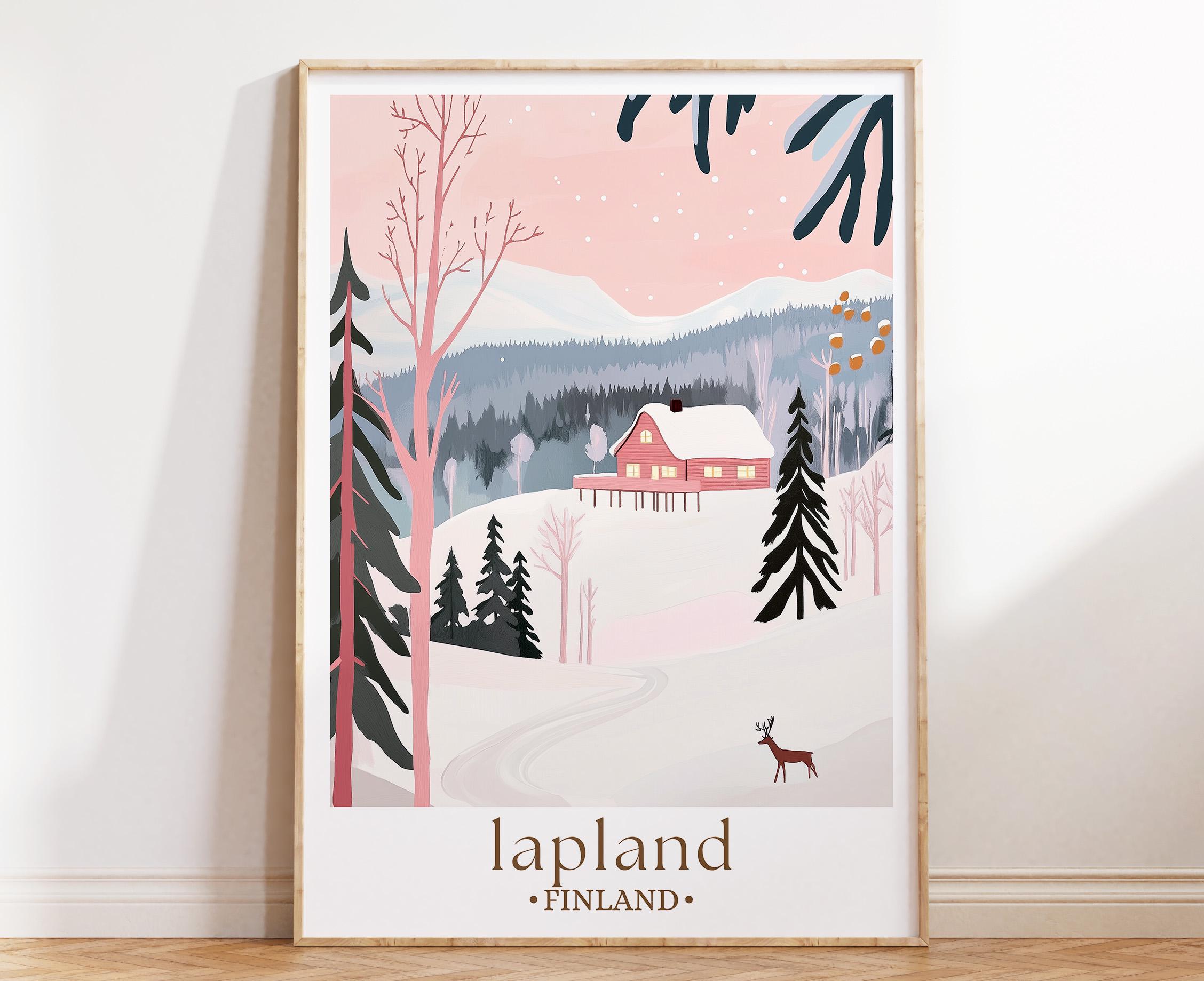 369 Prints lapland Winter Art Print, Arctic Travel Poster, Cozy Snowy ...