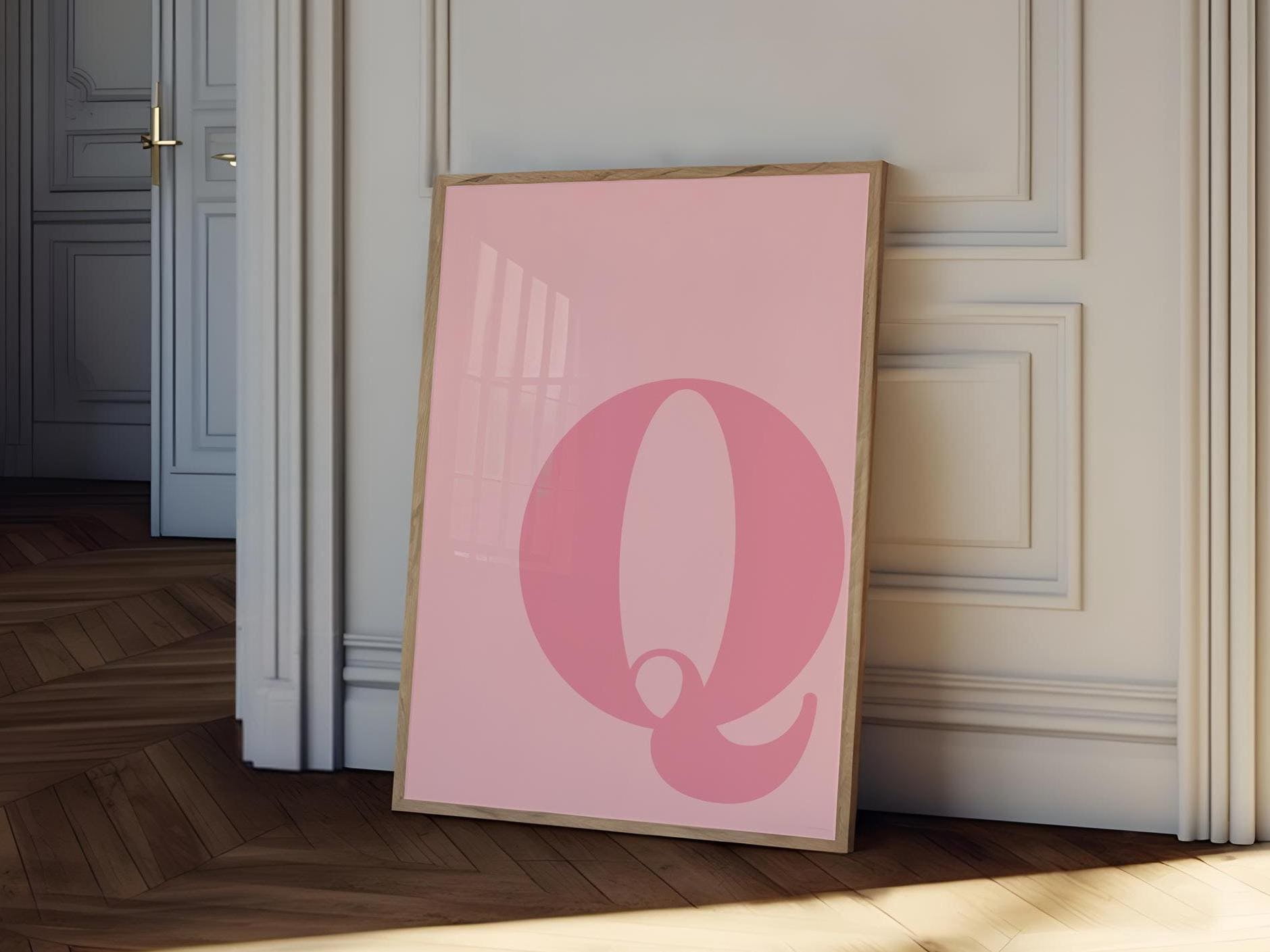 369 Prints letter Q Poster, Pink Alphabet Letter Print, Initial Letter ...