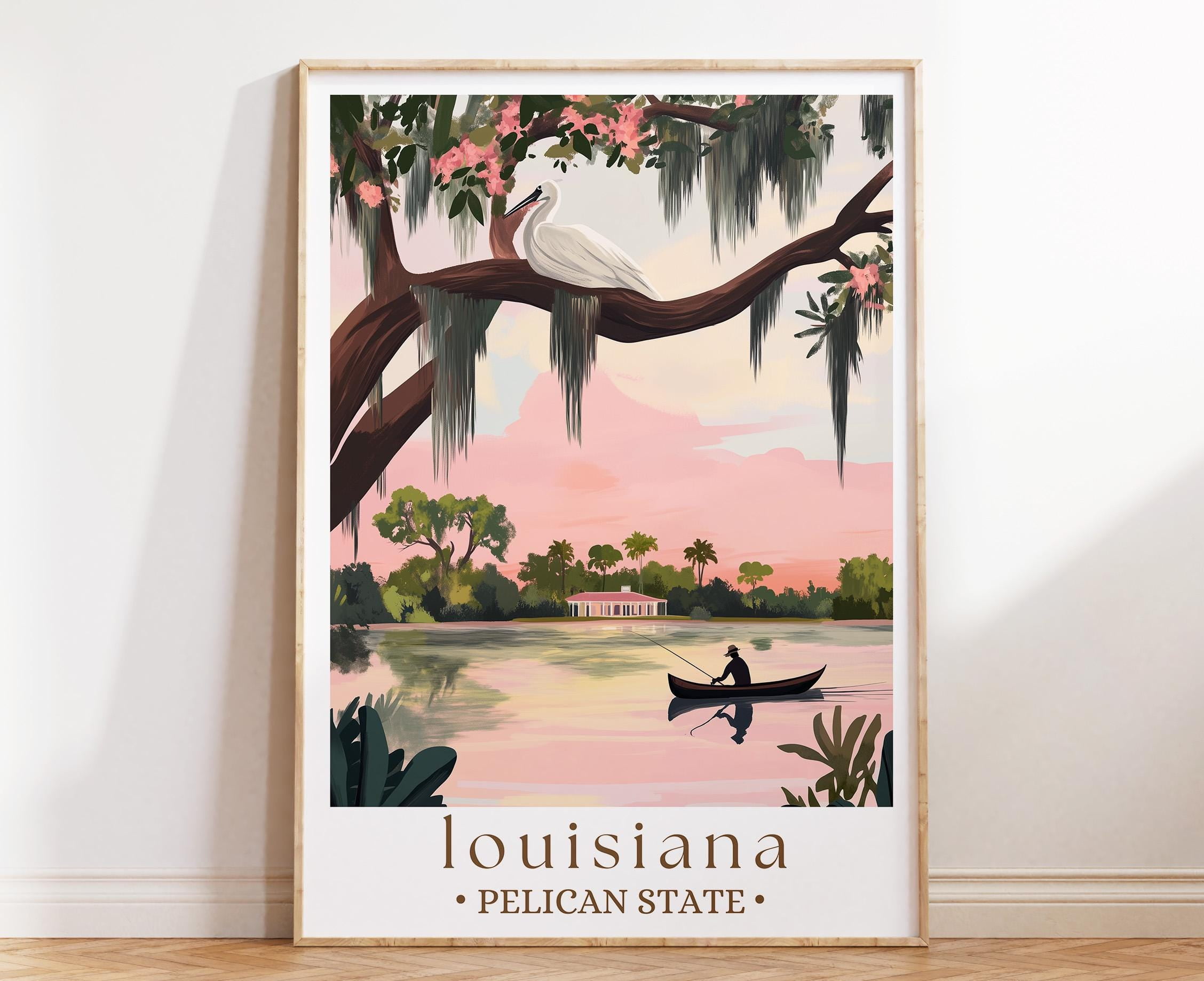 369 Prints louisiana Pelican State Travel Poster, Bayou Landscape Art ...