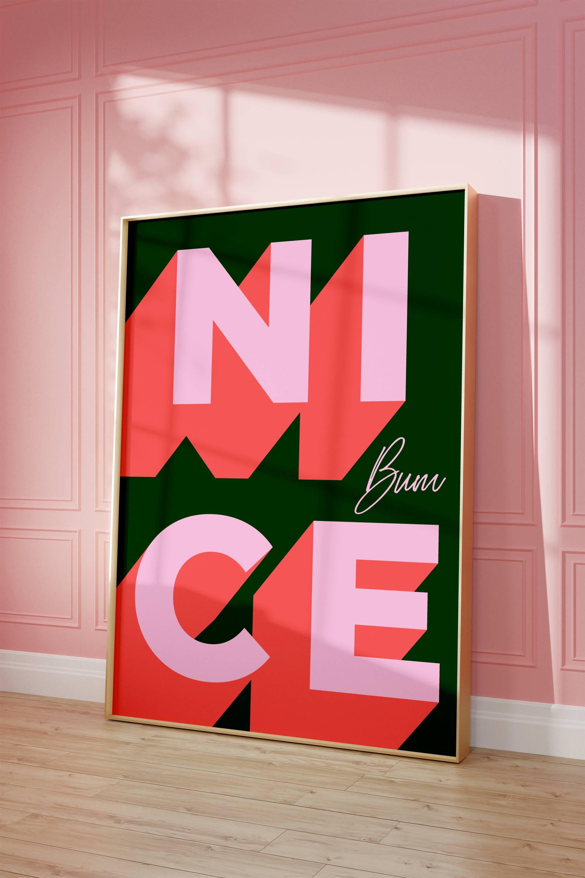 369 Prints nice Bum Art Print, Funny Retro Bathroom Print, Typography ...