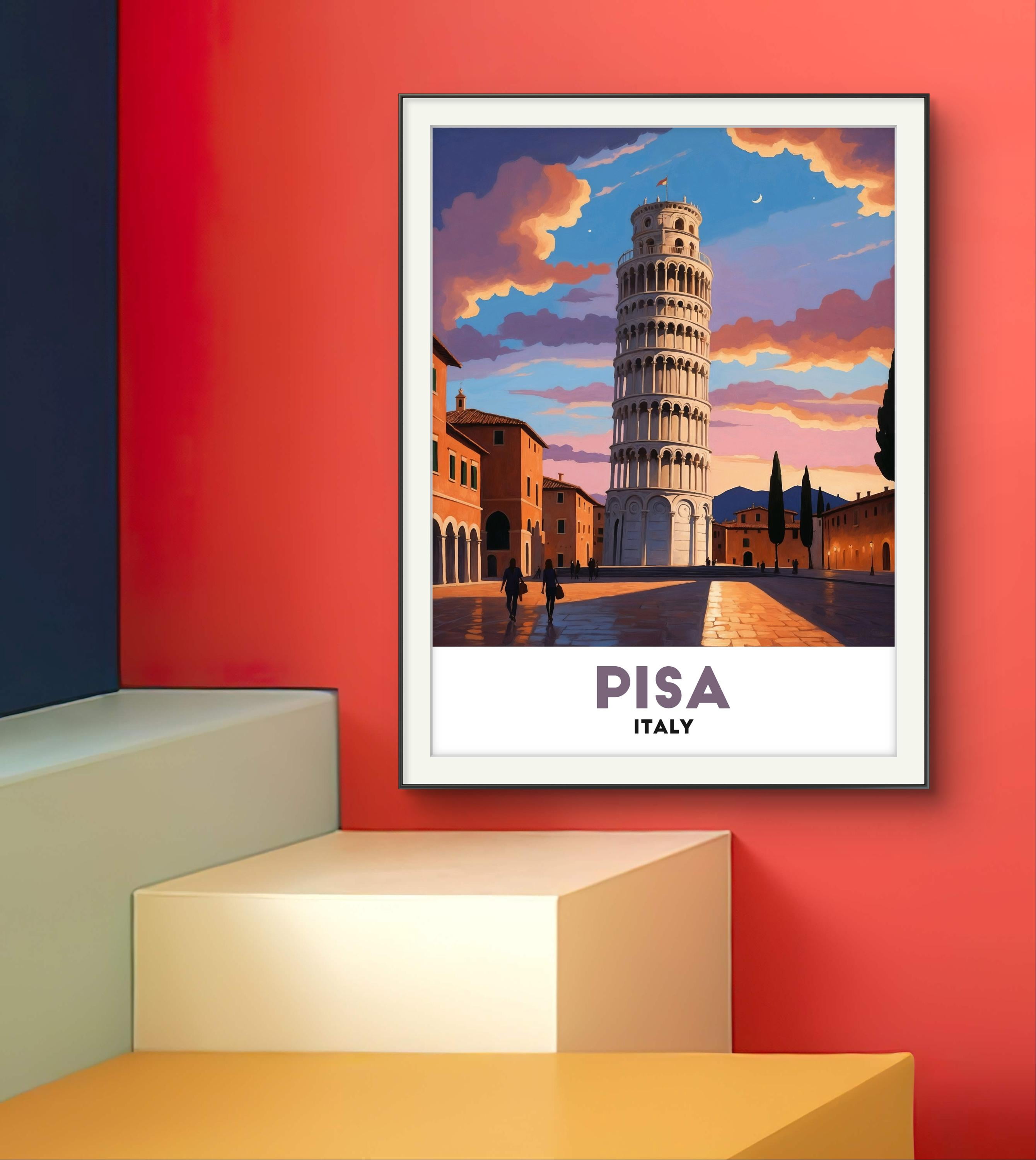 369 Prints pisa Poster Travel - Pisa At Sunset - Iconic Leaning Tower ...