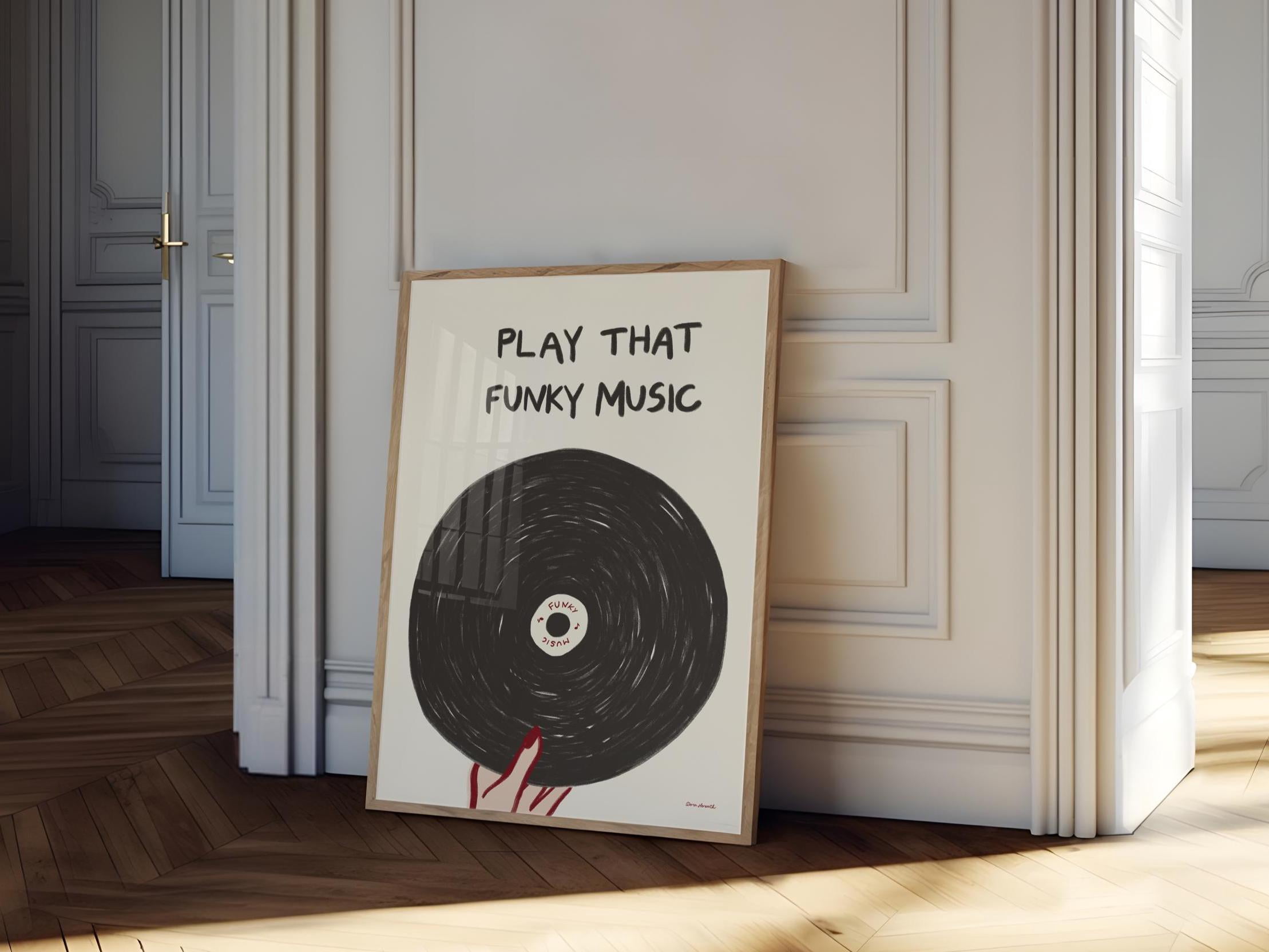 369 Prints play That Funky Music Wall Art, Retro Vinyl Poster, Retro ...