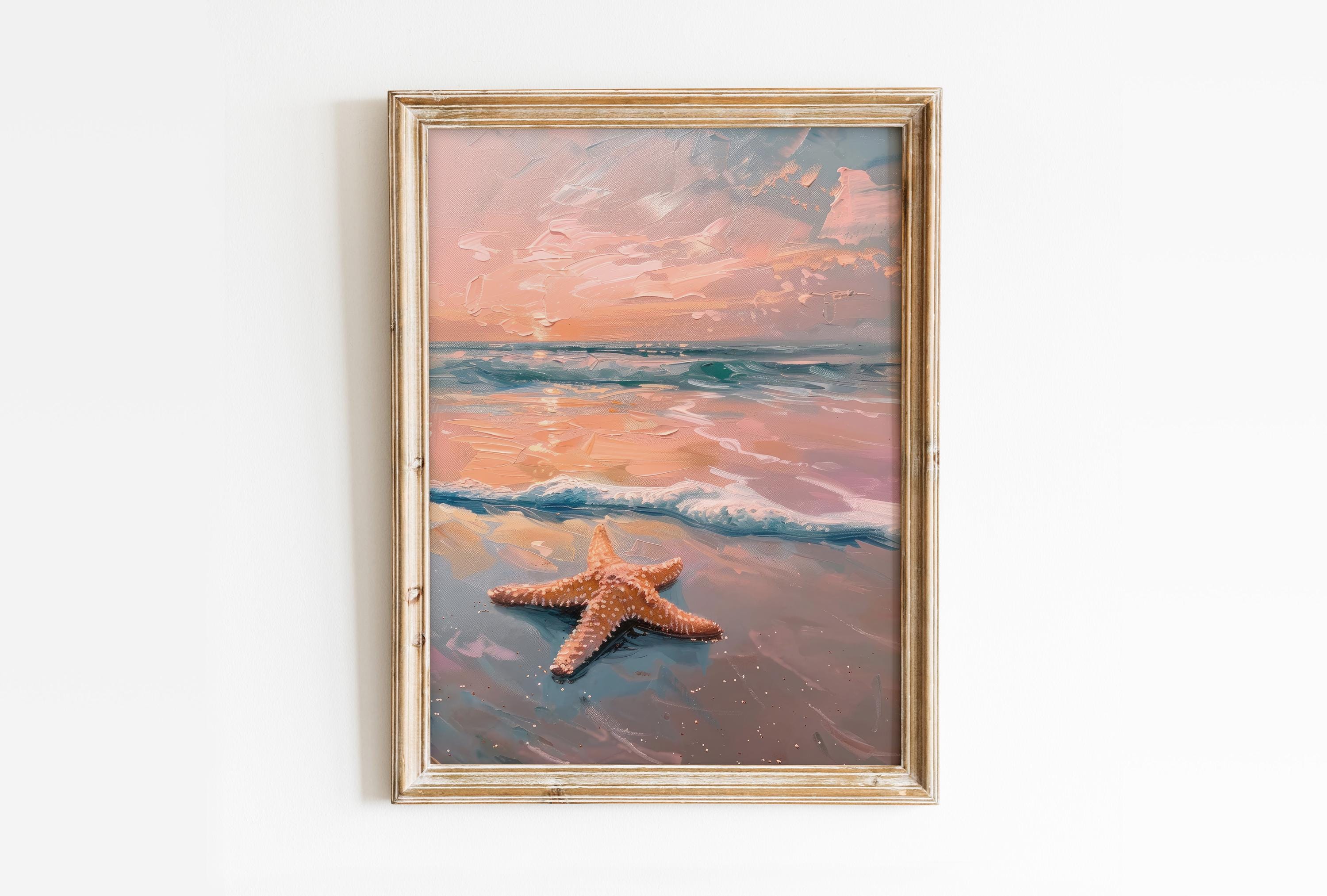 369 Prints starfish On Sand Wall Art, Trendy Coastal Poster, Preppy ...