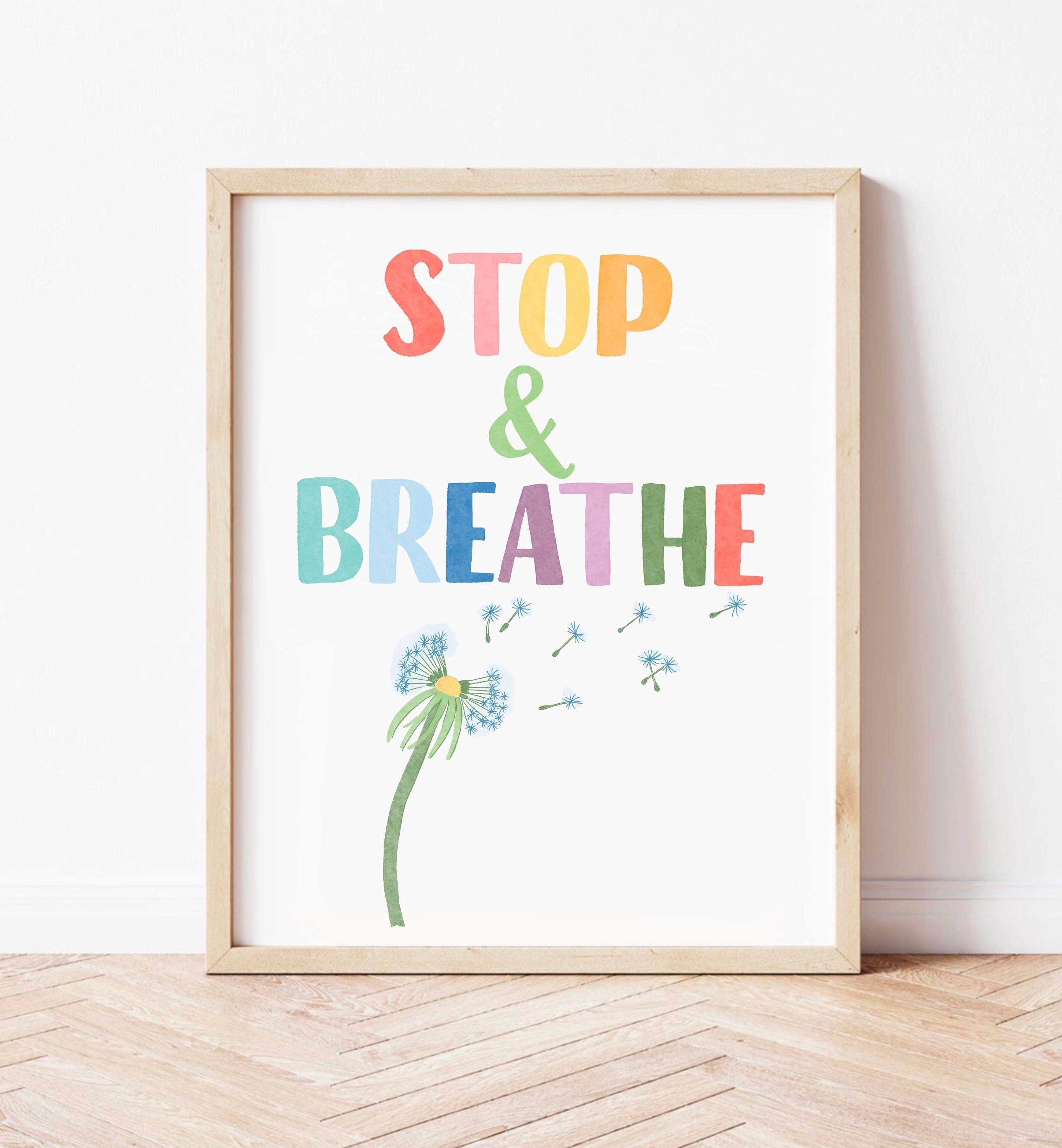 369 Prints stop And Breathe Poster Kids Room Decor Calming Wall Art ...