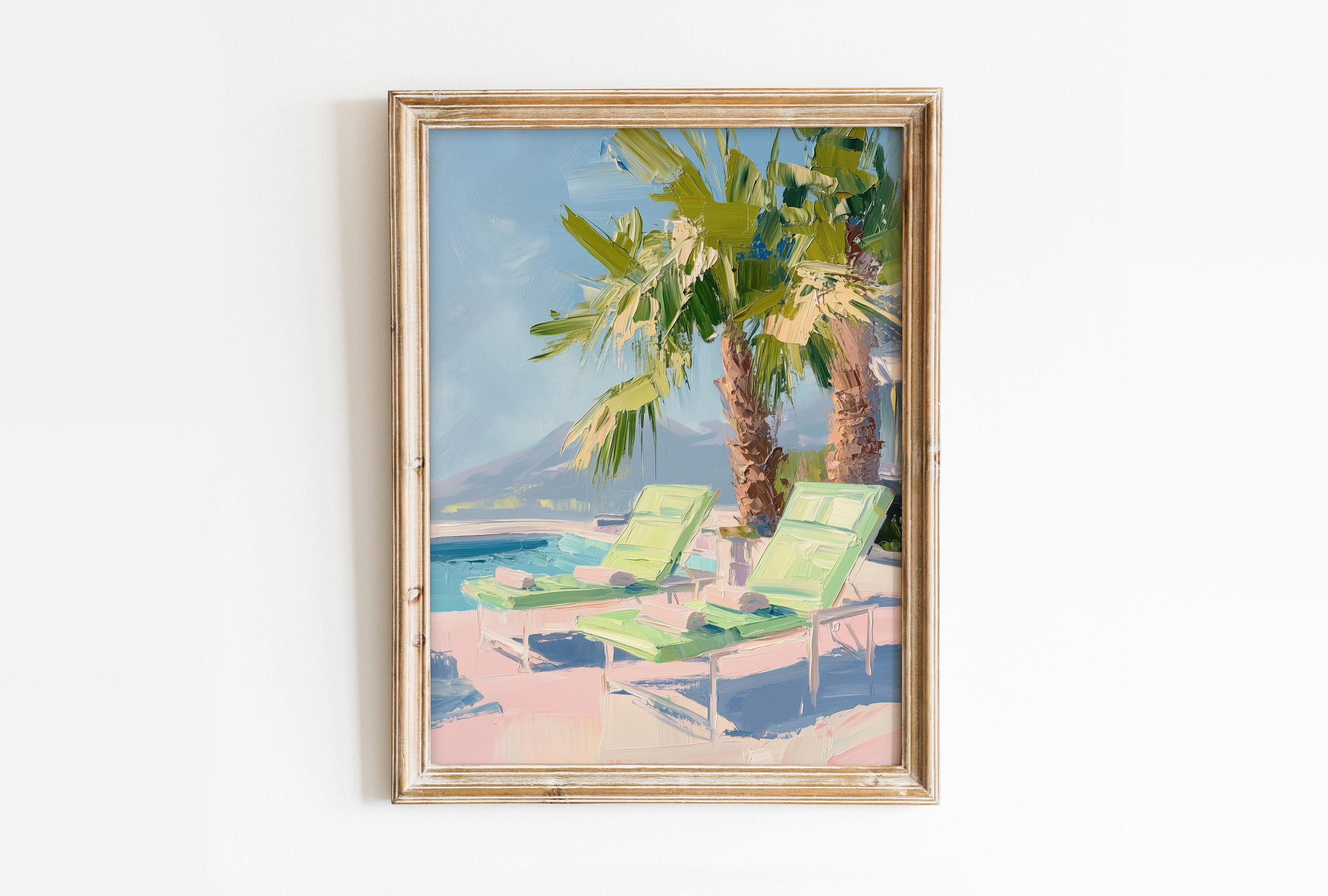 369 Prints sunbeds & Palm Trees Wall Art, Trendy Summer Poster, Preppy ...