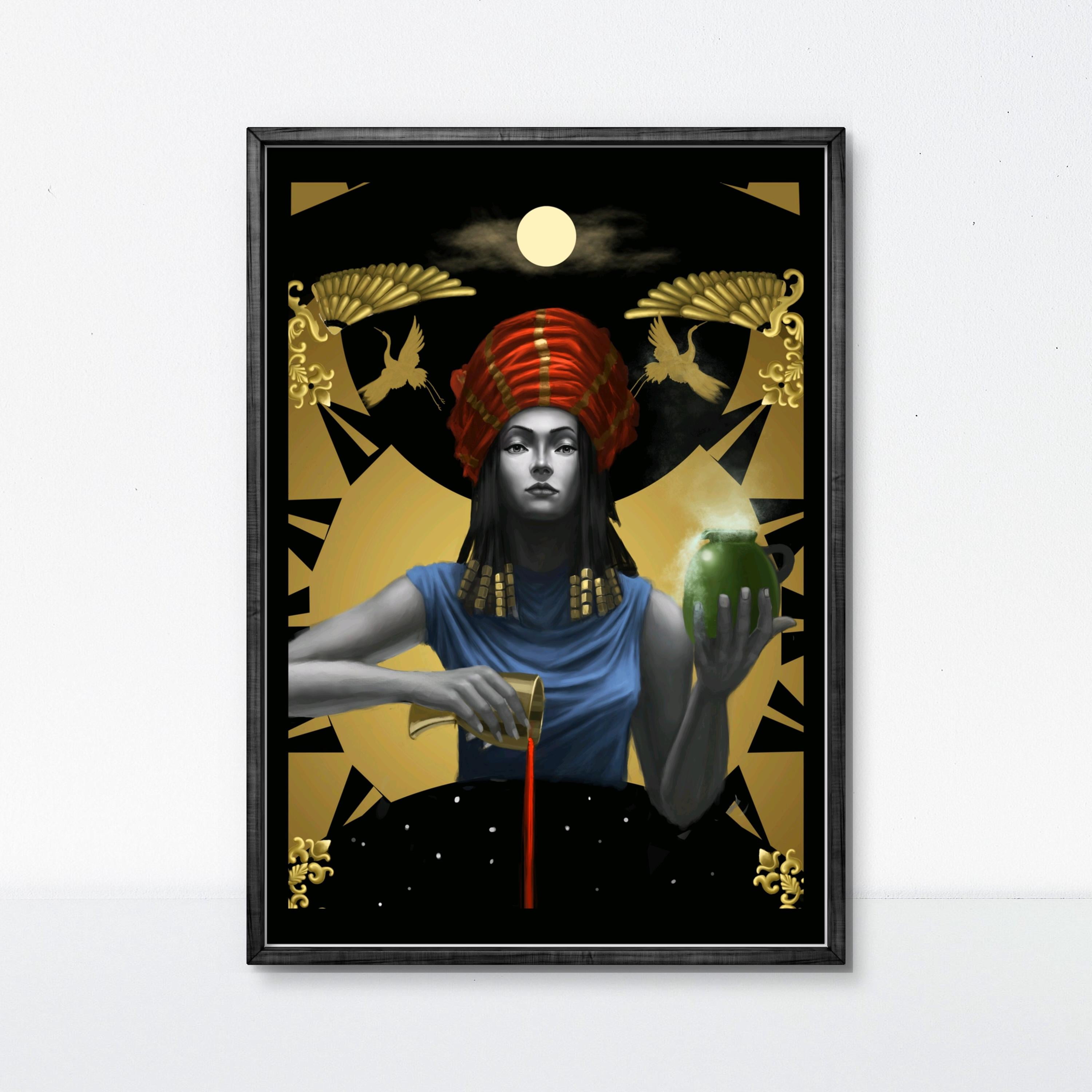 369 Prints temperance Poster, Seven Virtues Seriesgyptian Style Art ...
