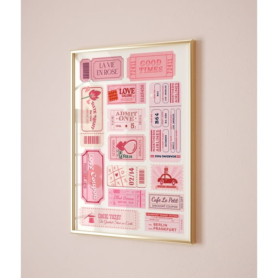 369 Prints trendy Wall Art, Pink Retro Print, Life Ticket Stub Poster ...