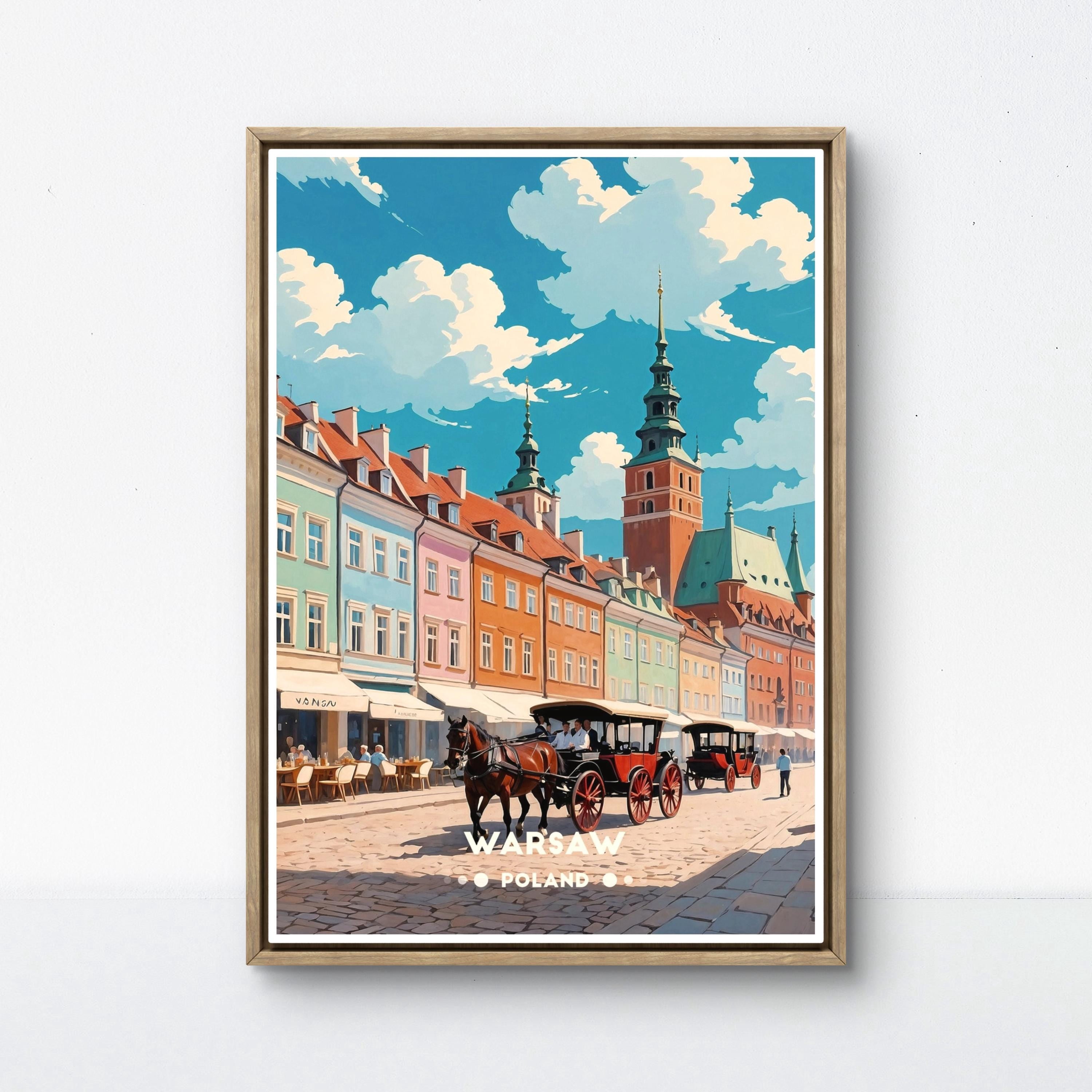 369 Prints warsaw Vintage Poster, Poland Wall Art, Old Town Carriage ...