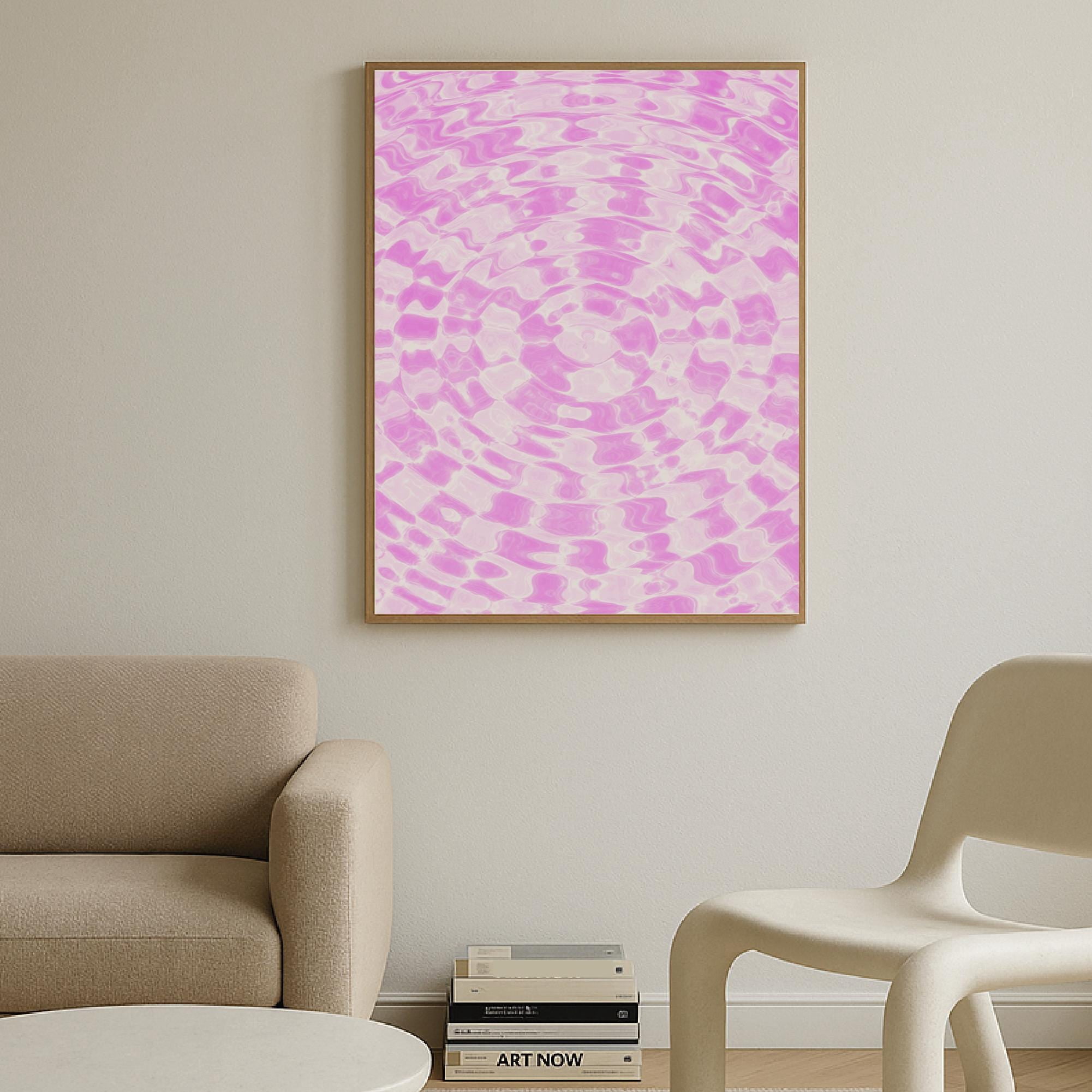 369 Prints water Wave Artwork, Minimalist Pink Tone Artwork, Blue Tone ...