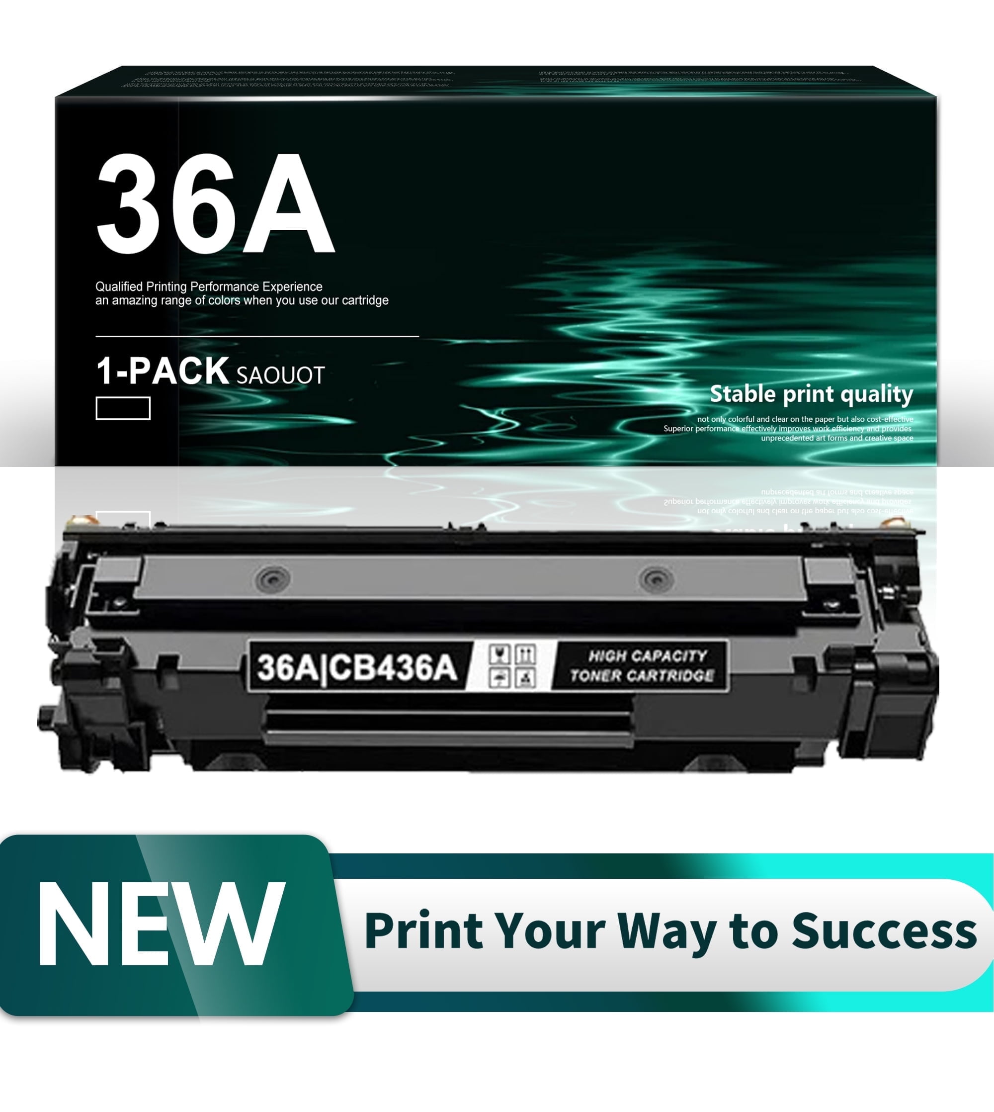 YOUNGTION 36A CB436A Black Toner Cartridge, High Yield, Compatible with ...