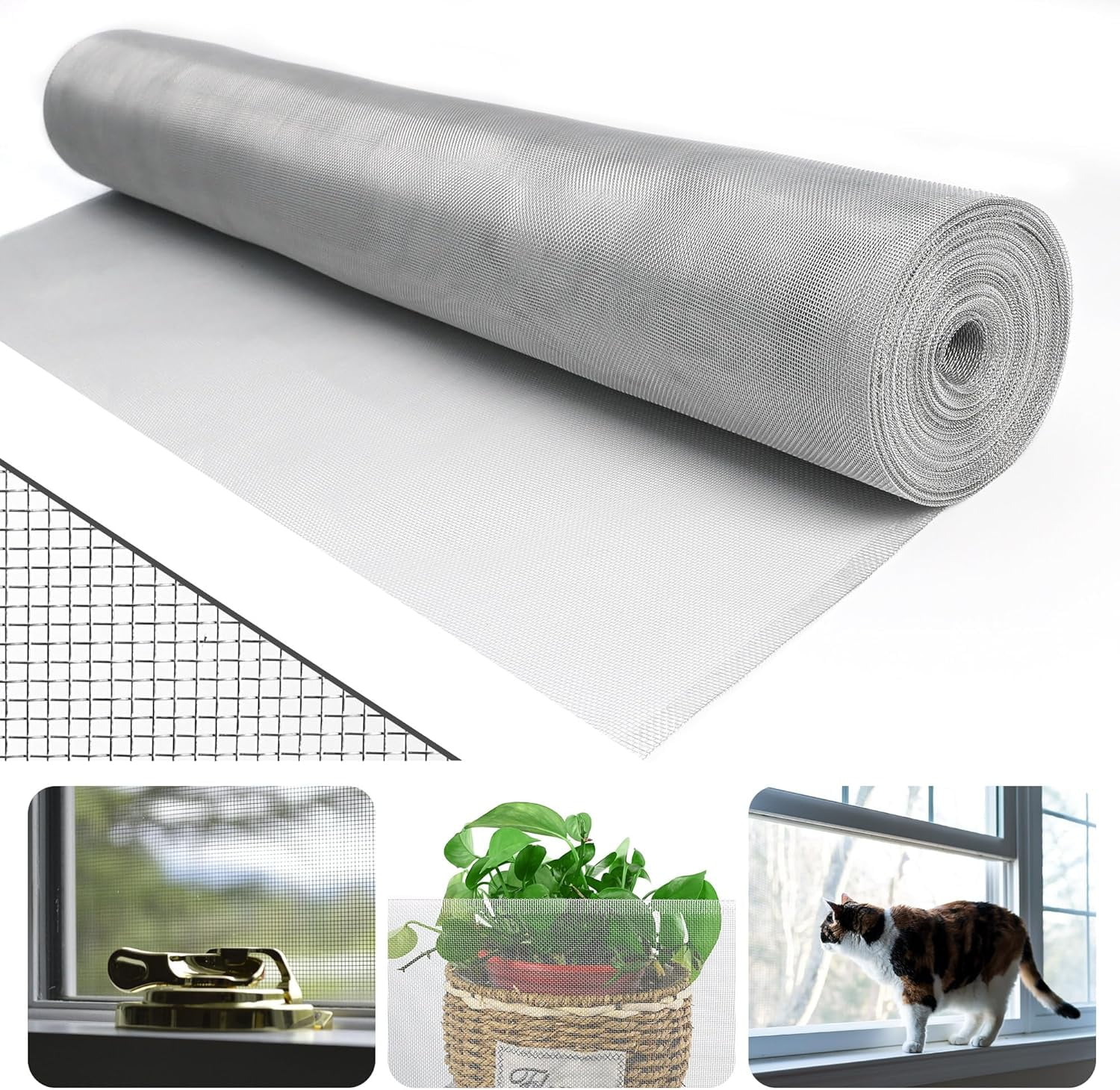 36In x 100Ft Aluminum Window Screen Mesh, High-Strength Replacement ...