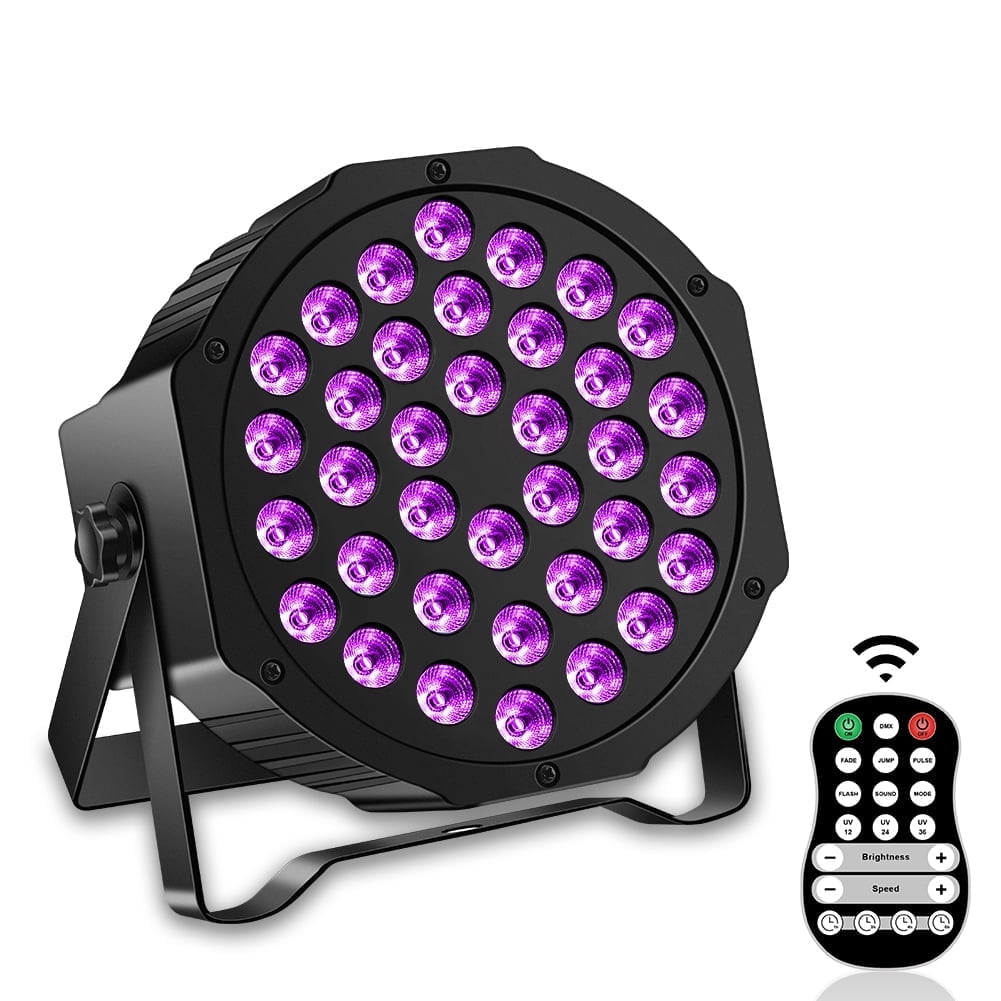 36LED Rechargeable UV Round Light Par Spotlight - DMX/Remote, Built-in ...