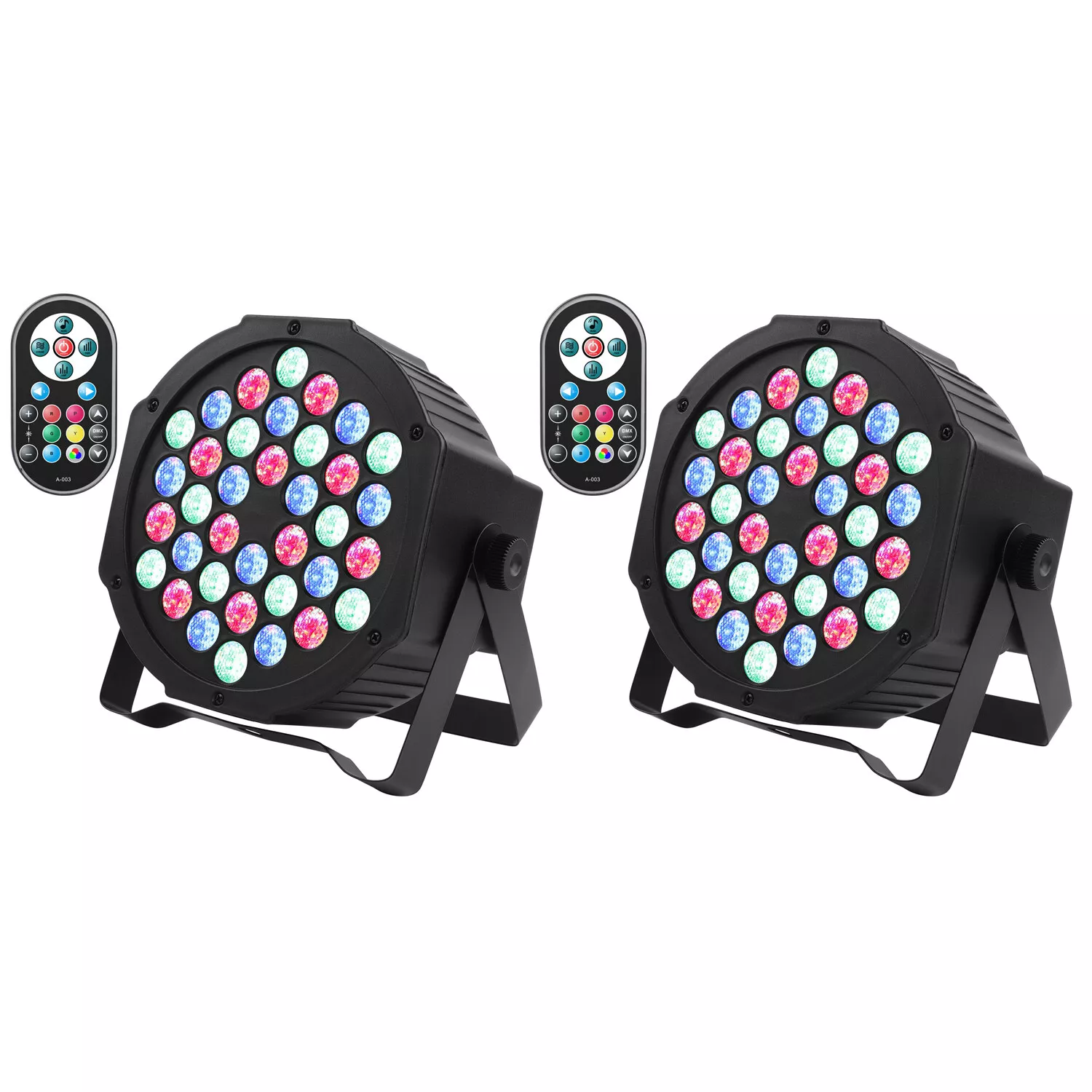36LEDs Stage Par Lights 2 Pack - RGB LED Par Lights Sound Activated Auto Play by Remote & DMX ...