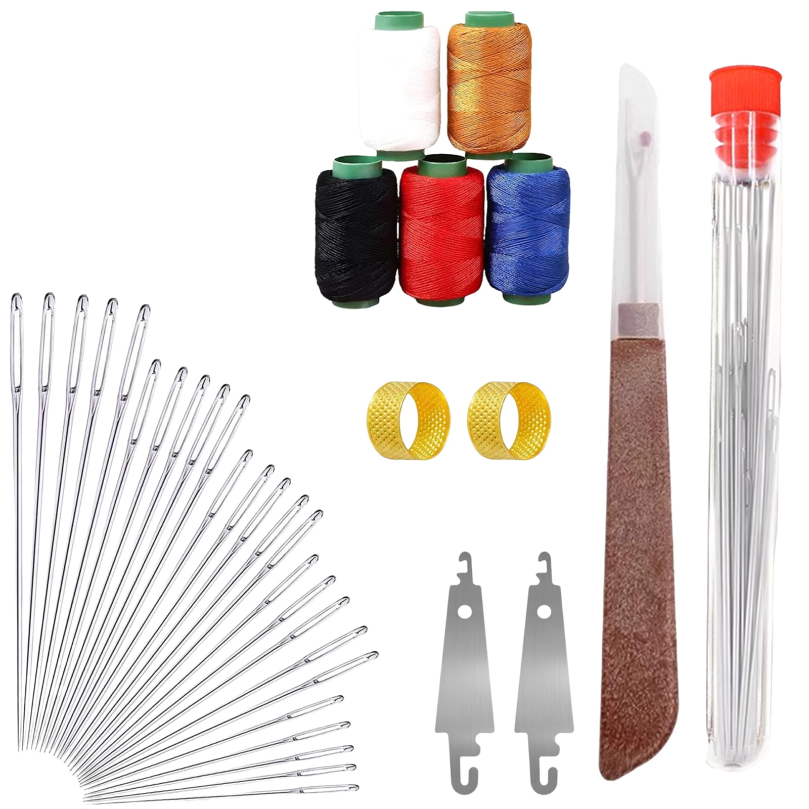 36PC Sewing Tool Set, Big Eye Steel Sewing Needle Kit, Threader and ...