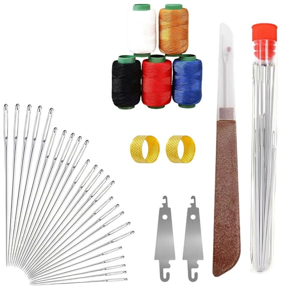 36PC Sewing Tool Set, Big Eye Steel Sewing Needle Kit, Threader and ...