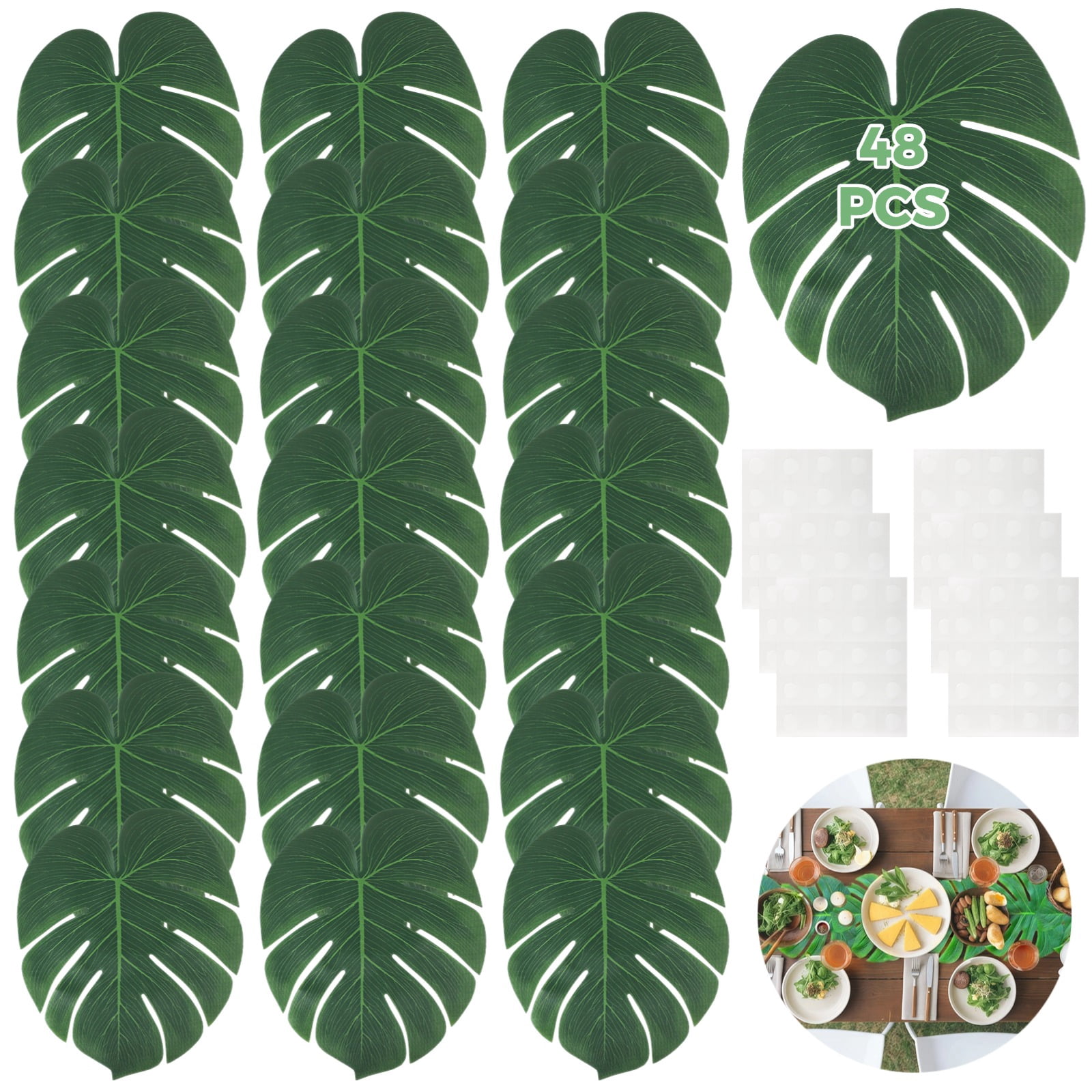 36PCS Artificial Palm Leaves, Faux Palm Leaf Table Runners with Dot ...