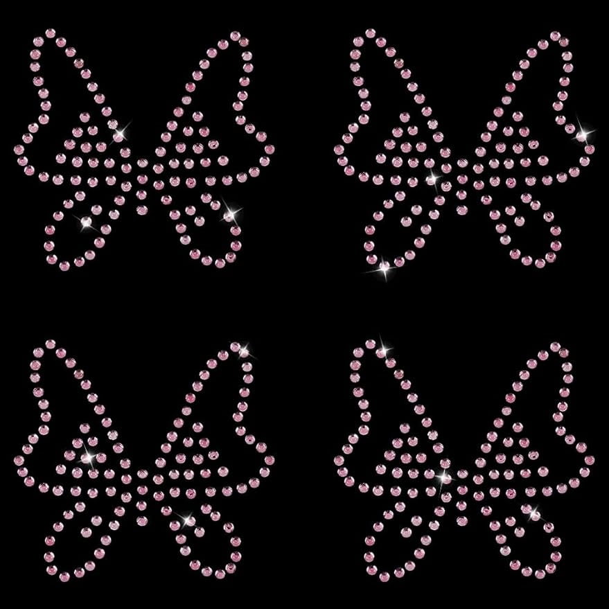 36PCS Butterfly Rhinestone Iron on Transfer Glitter Pearl Pink ...