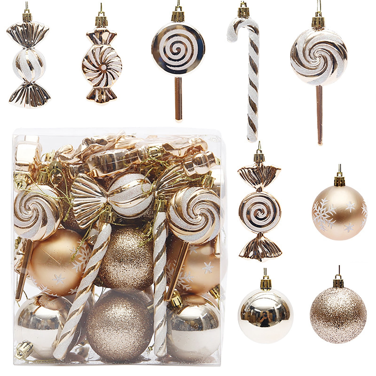 36PCS Christmas Balls Ornaments Set, Shatterproof Plastic Decorative ...