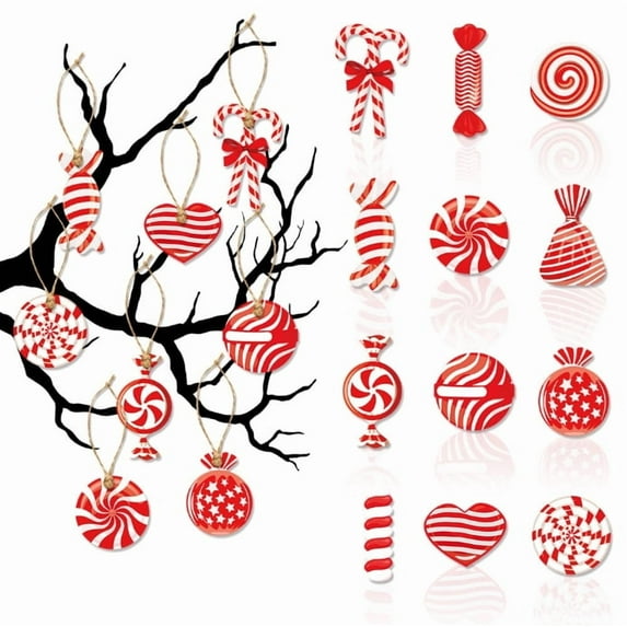 36PCS Christmas Ornaments Set, Santa Claus Gingerbread Snowman Candy ...