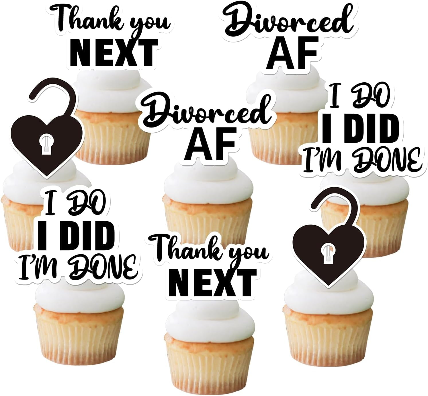 36PCS Divorce Cupcake Toppers Black Divorced Af Thank You Next I Do I ...
