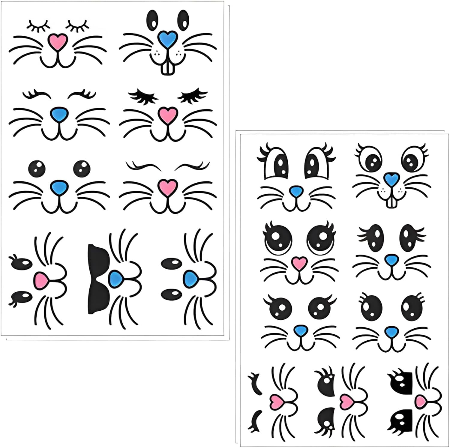 36PCS Easter Bunny Face Stickers, Vinyl Rabbit Decals, Festival Decor ...