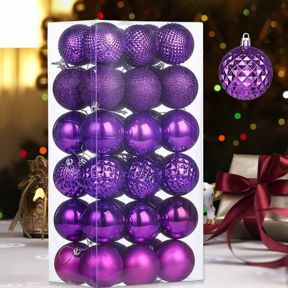 36PCS Electroplated Christmas Balls Ornaments Boxed Hanging Decorative ...