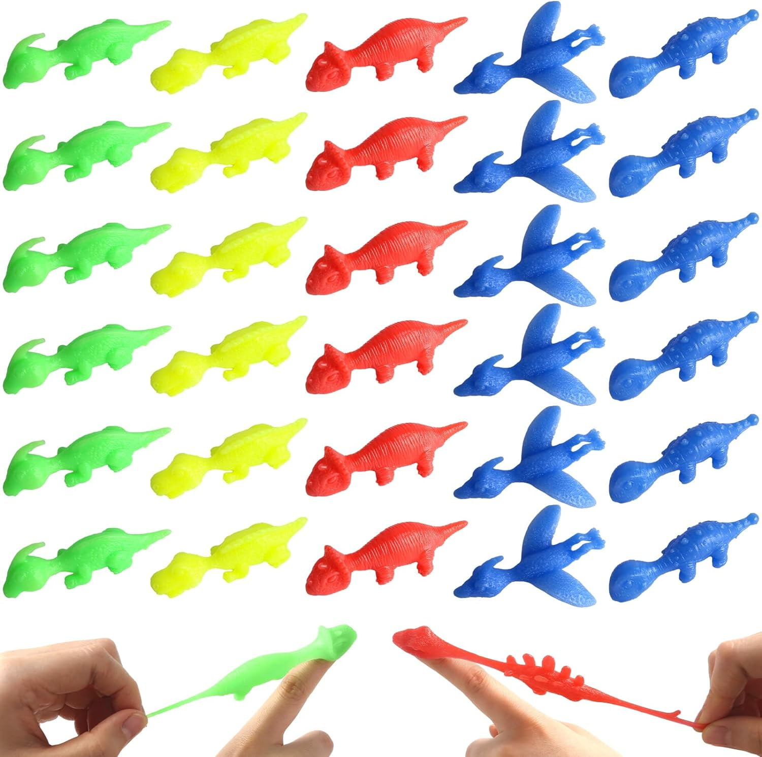 36PCS Flying Dinosaur Slingshot, Flicking Rubber Dinosaur Finger ...