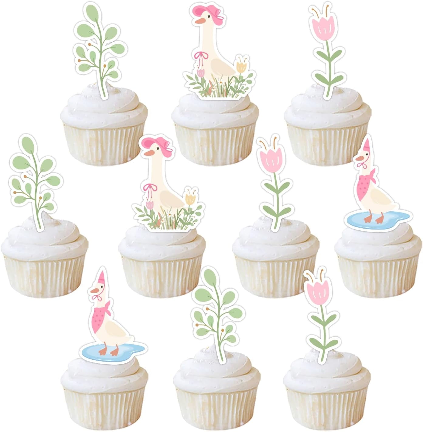 36PCS Goose Cupcake Toppers, Silly Goose Party Decorations Geese Themed ...