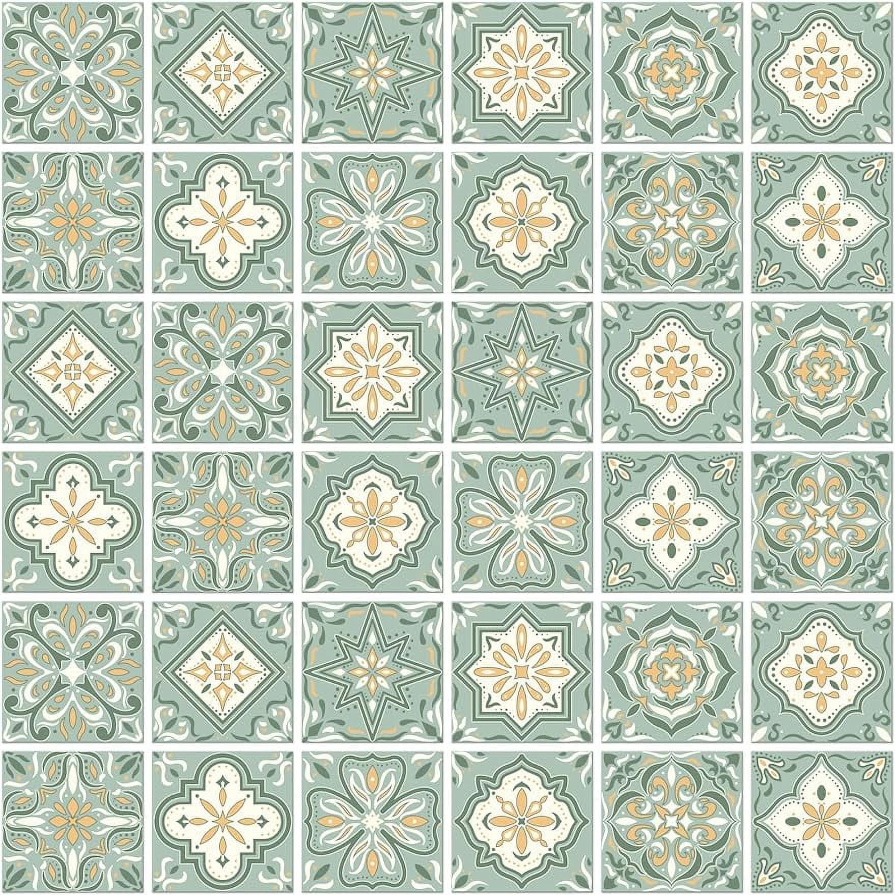 36PCS Green and Yellow Peel and Stick Tile Stickers 4x4 inch Wall ...