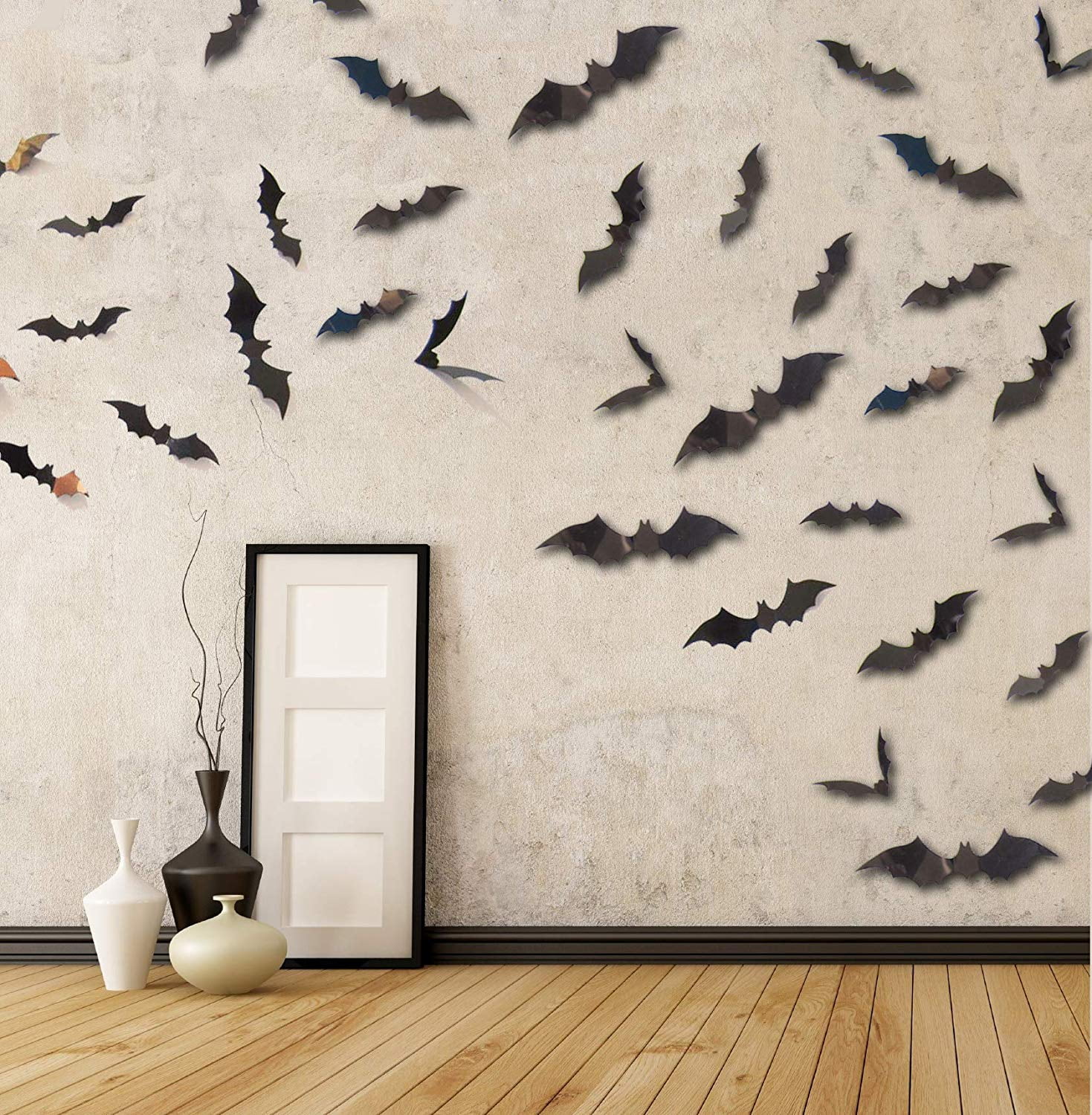 36PCS Halloween 3D Bats Decoration, 4 Different Sizes Realistic PVC ...