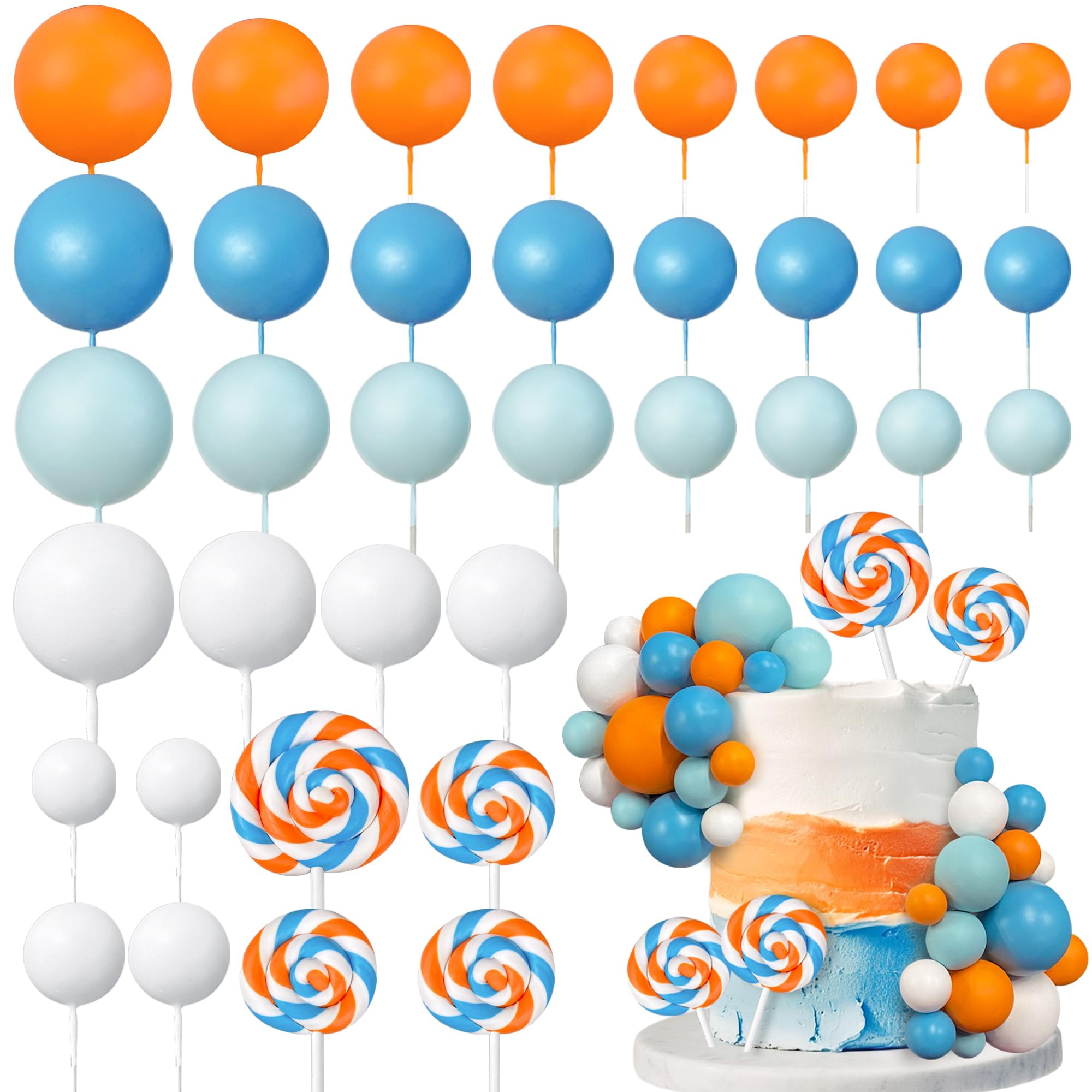 36PCS Lollipop Cake TWE5 Decoration Colorful Cake Topper Balls in ...