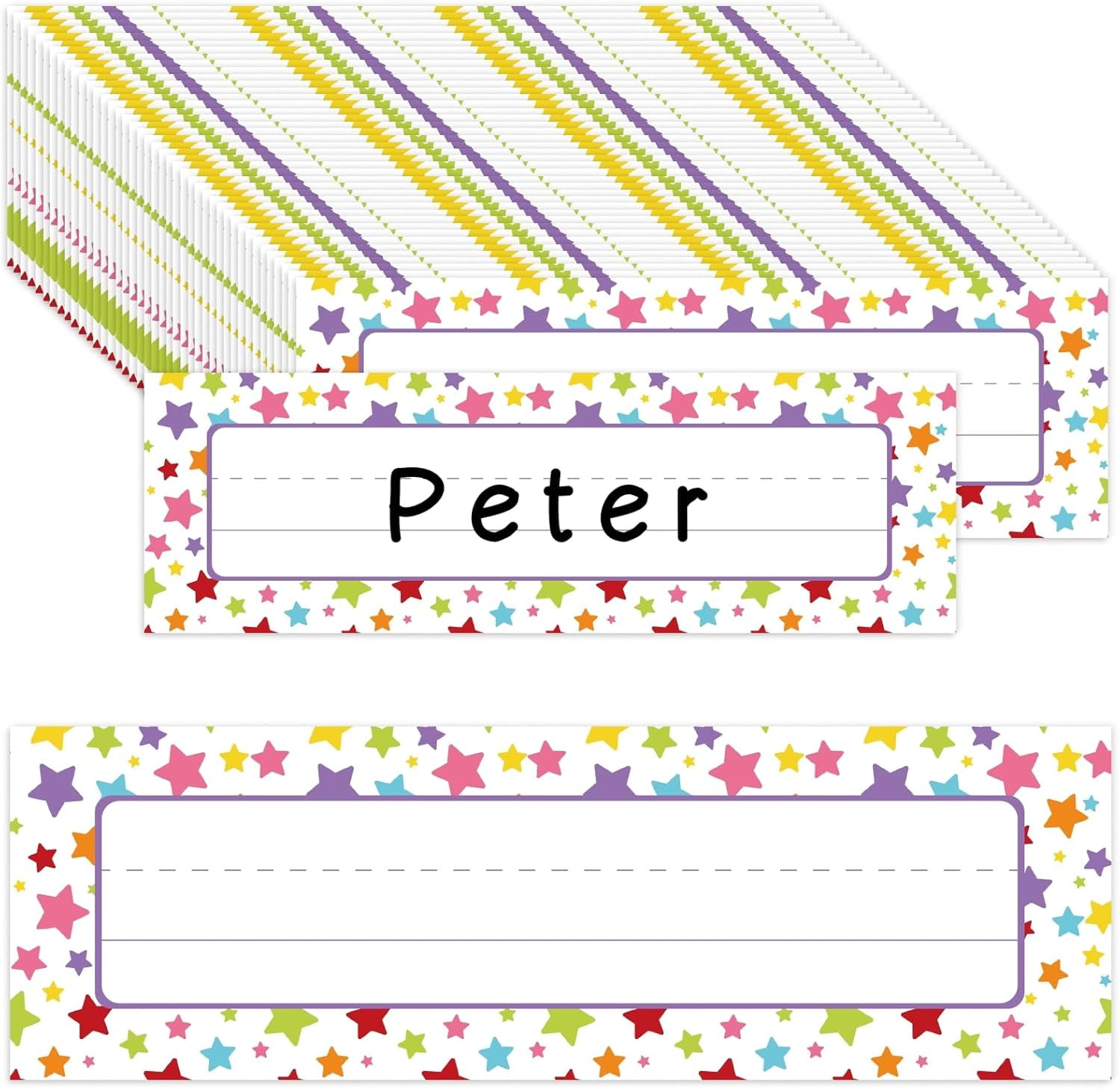 36PCS Name Plates for Desk - Confetti Classroom Name Tags Labels with ...