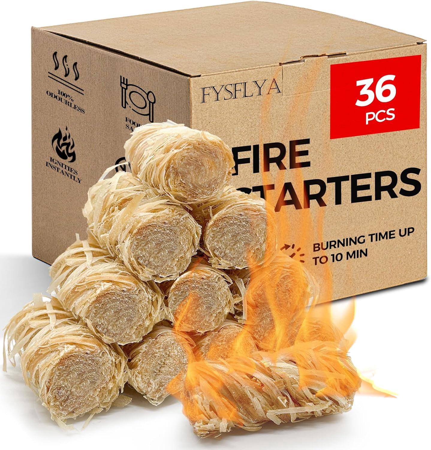 36PCS Natural fire Starters for Campfires, Charcoal Fires, fireplaces ...