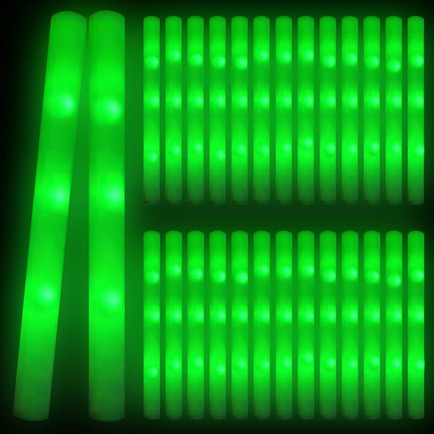 Micrency 36pcs Green Foam LED Glow Sticks - Constant Light, LED Light ...
