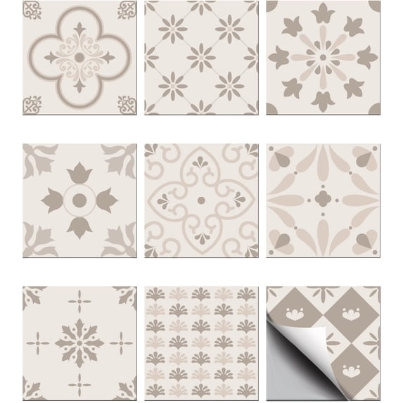 36PCS Pastel Floral Geometric Peel and Stick Wall Tile Stickers ...