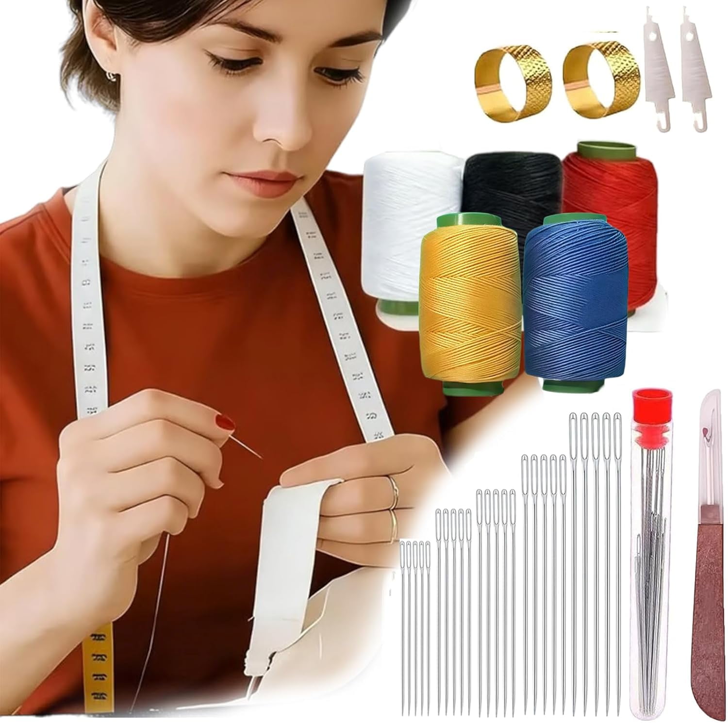 36PCS Peachloft Sewing Kit, Big Eye Steel Sewing Needles Kit, Portable ...