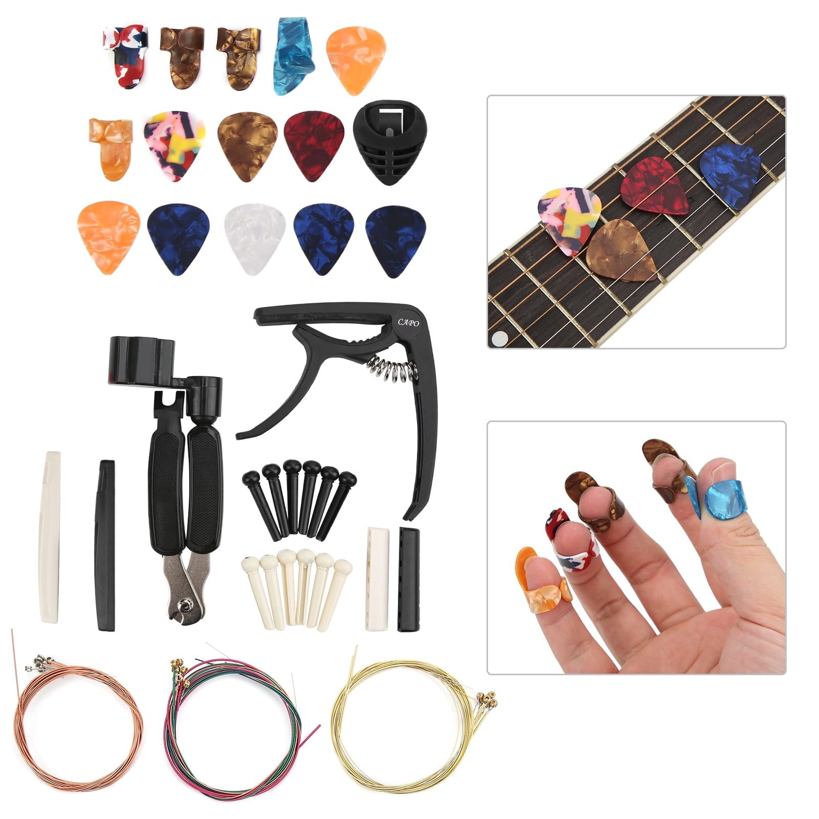 36PCS/Set Guitar Strings Changing Accessories Including Capo Winder ...