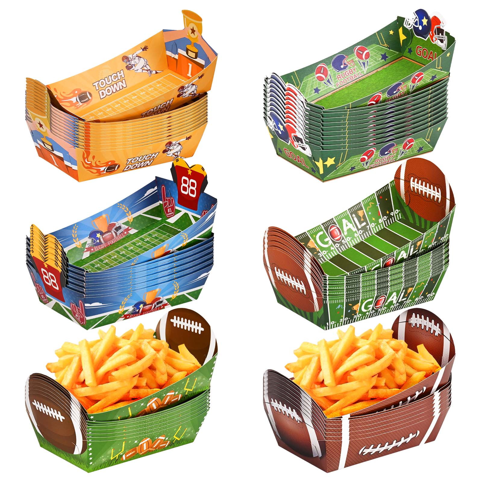 36PCS Super Bowl Party Supplies, Football Paper Snack Tray, Large ...
