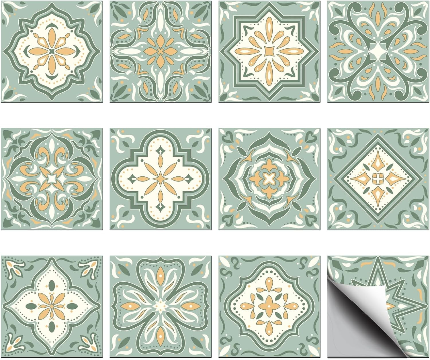 36PCS Tile Stickers 4x4 inch Wall Stickers Waterproof Detachable PVC ...